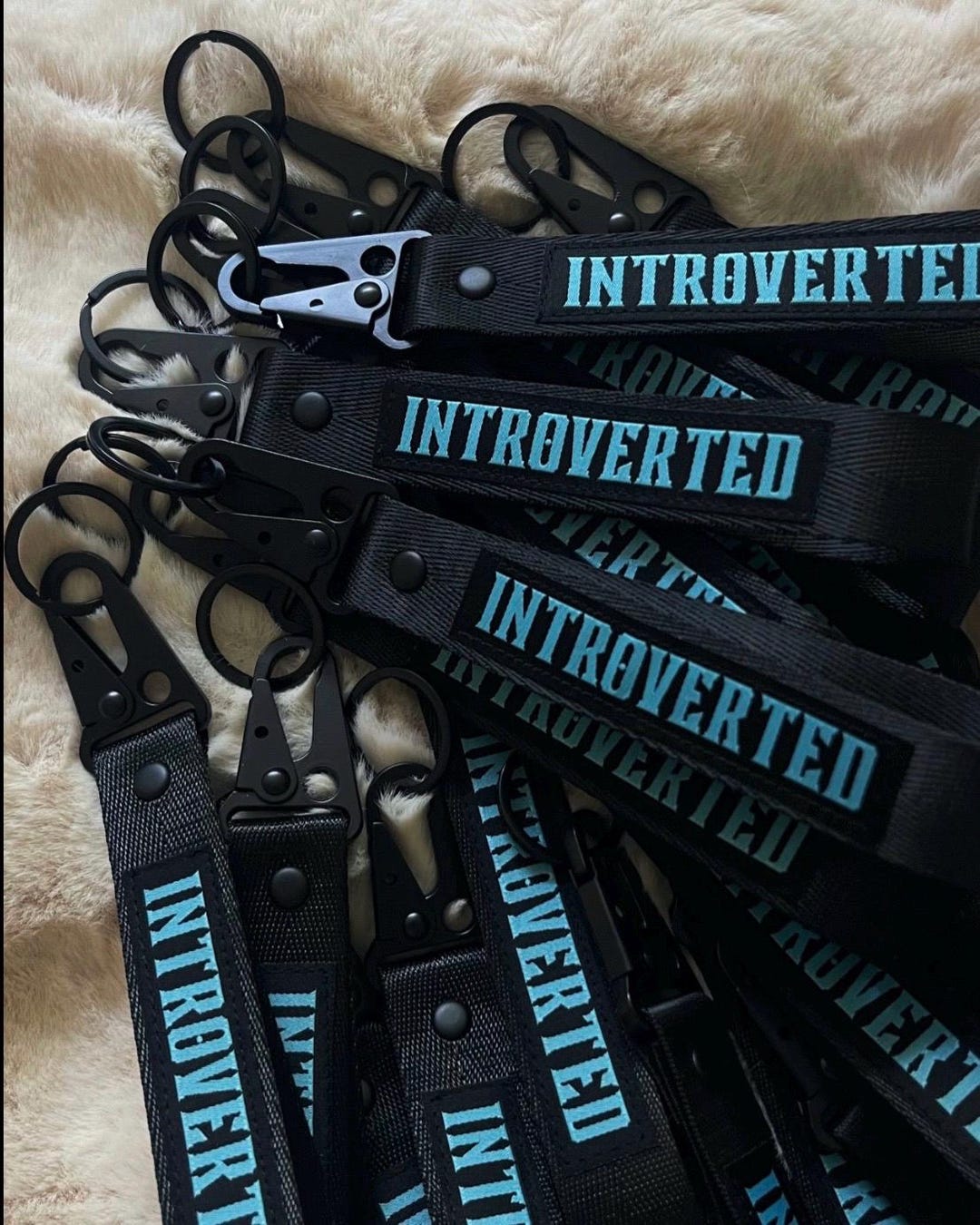 Introvert Keychain Wrist Lanyard: Embroidered Woven Logo - Etsy