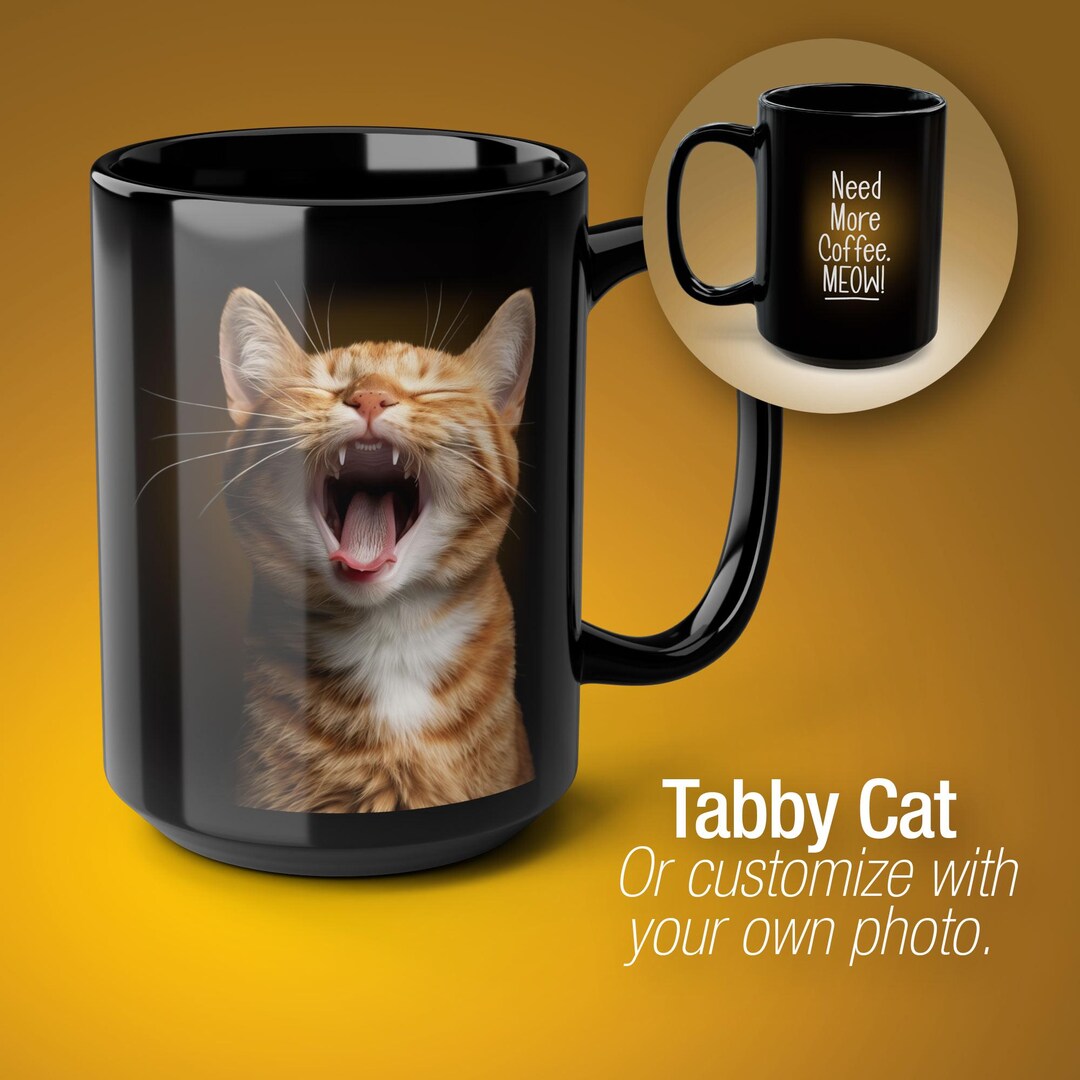 Custom Funny Cat Mug Sleepy Cat Design Gift for Cat Mom Tabby Persian ...