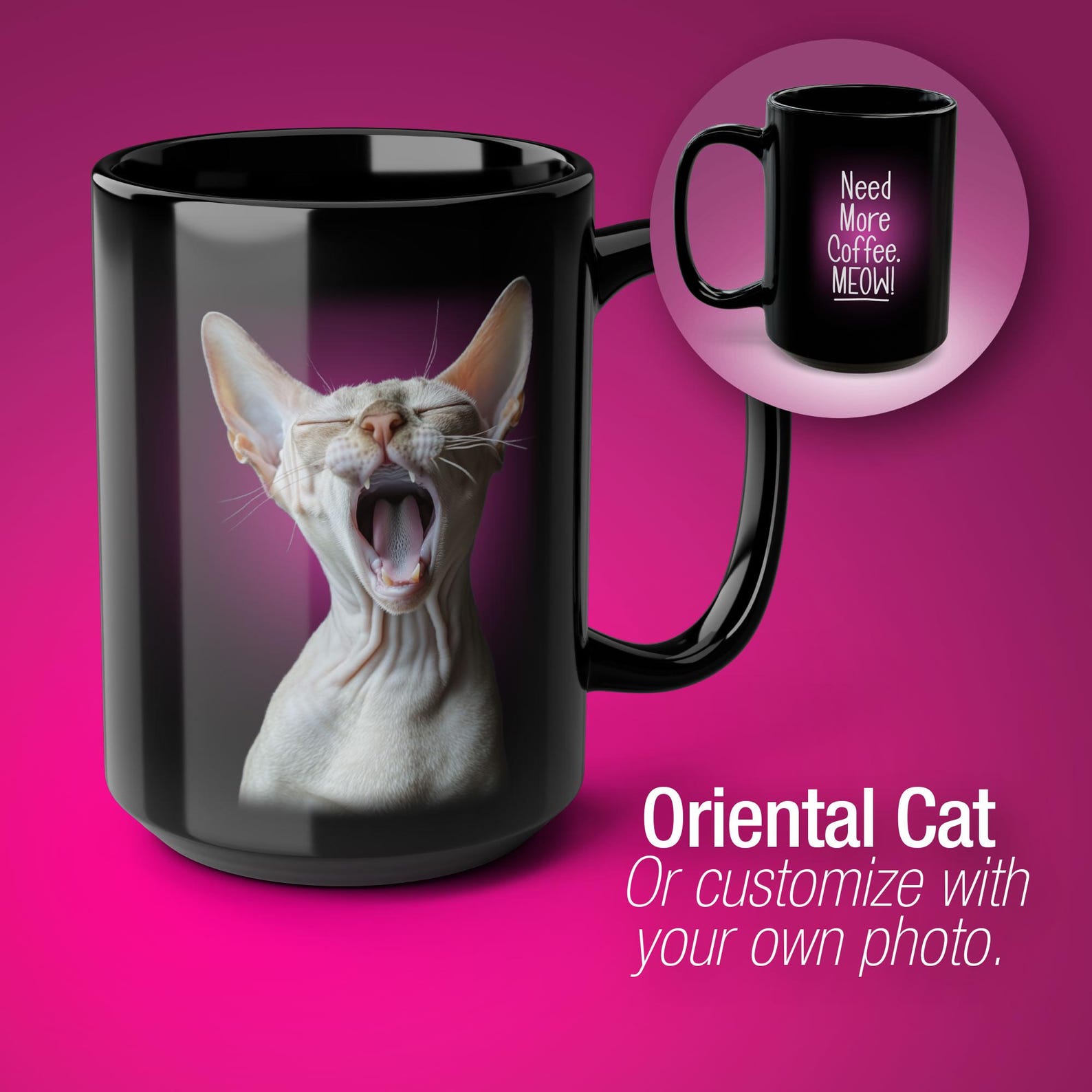 Custom Funny Cat Mug Sleepy Cat Design Gift for Cat Mom Tabby Persian ...