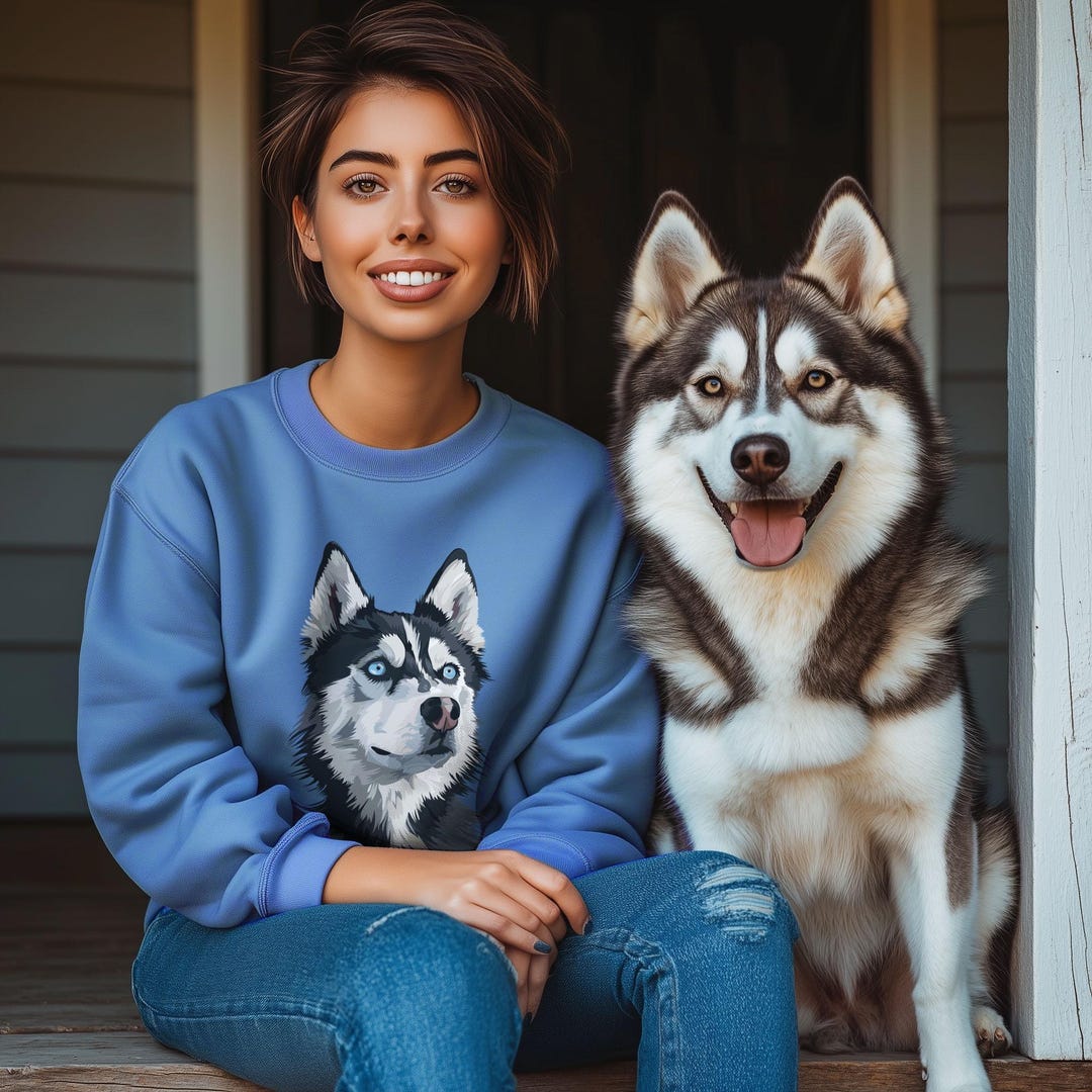 Alaskan Husky Custom Sweatshirt for Big Dog Person Siberian Malamute ...