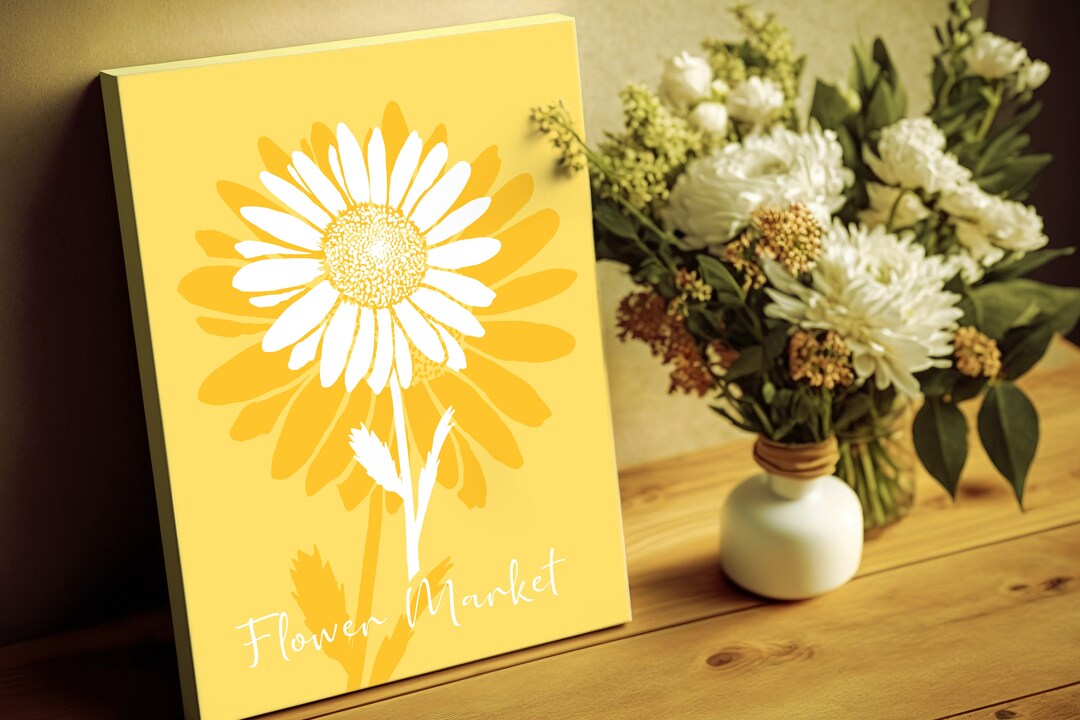 Daisy Flower Market Art Poster on Canvas Daisy Print Flower Art Decor ...
