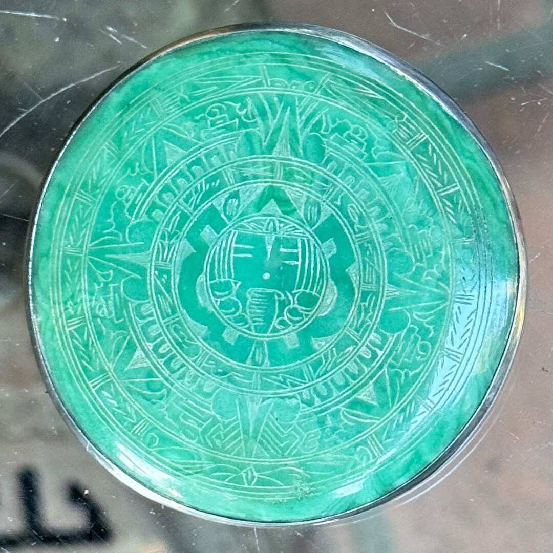 Vintage Aztec Sun God Etched Brazilian Jasper Brooch - Etsy