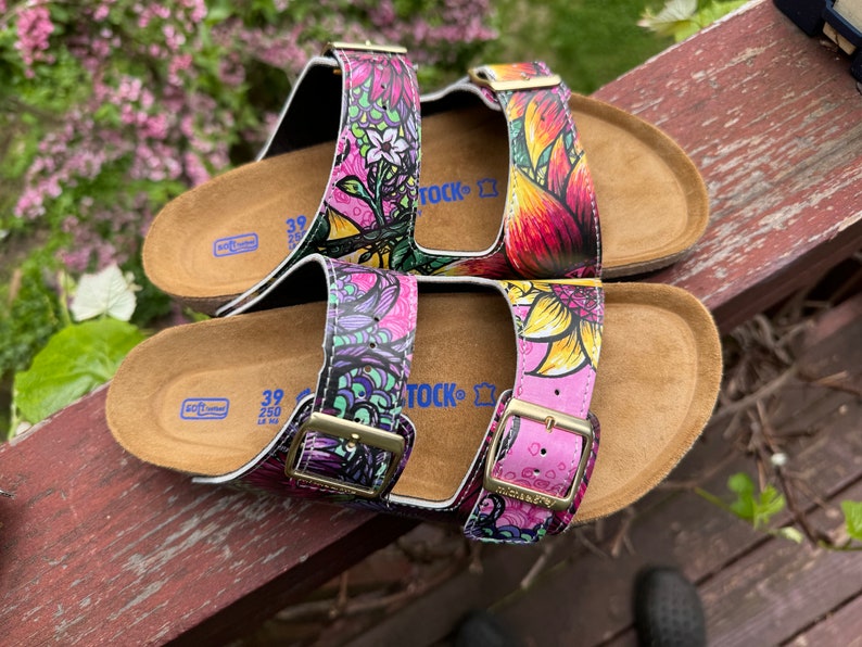 Custom Ally Spray Design Women’s Birkenstock Sandles Size 39 - Etsy