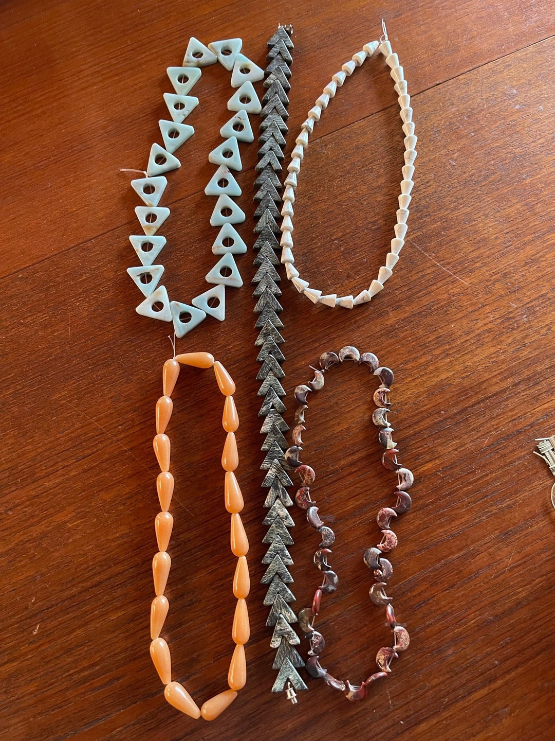 Five Strings of Elegant Cut Agate and Marble Stones for Jewery Making ...