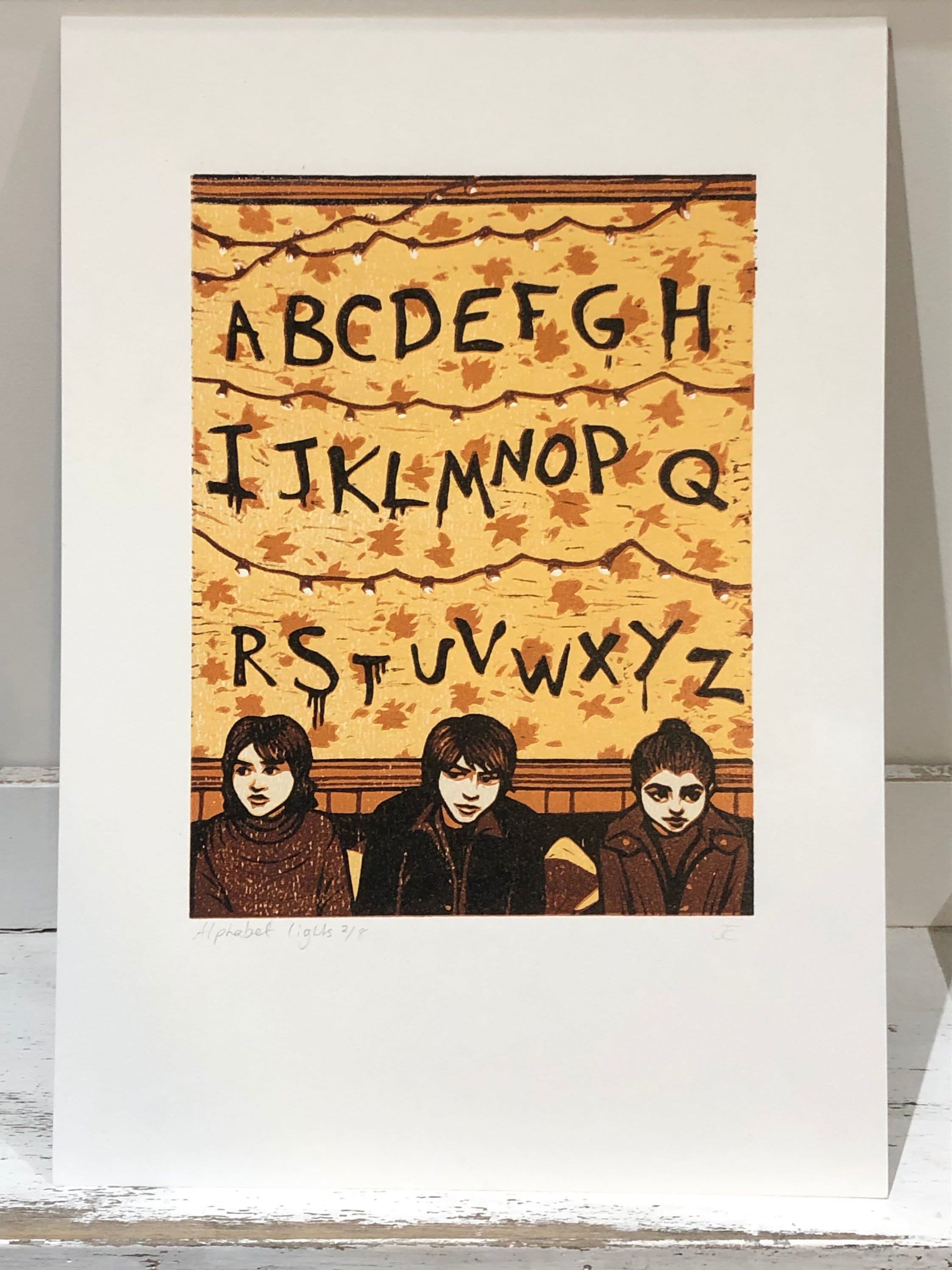 Stranger Things Inspired Lino Print alphabet Lights - Etsy UK