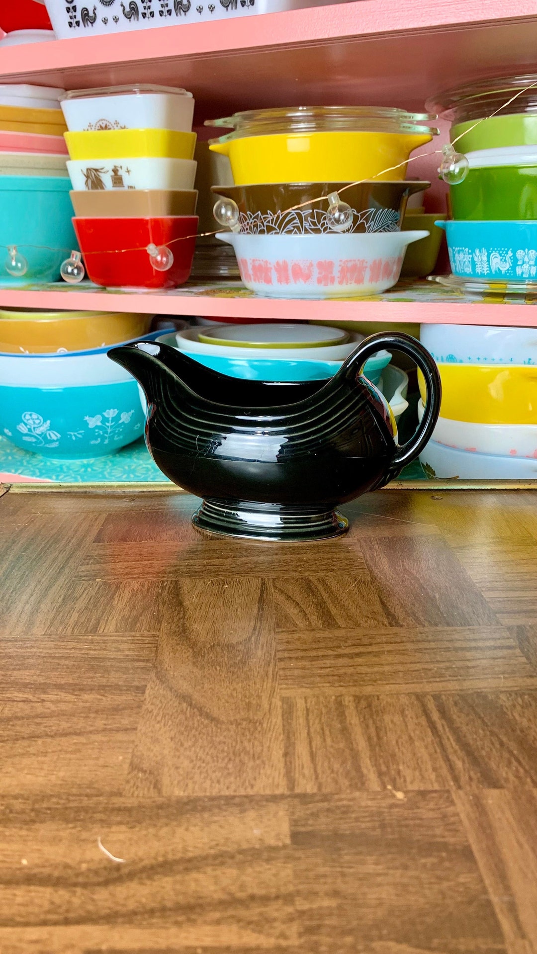 Vintage Fiestaware Ceramic Black Gravy or Sauce Boat Homer Laughlin ...