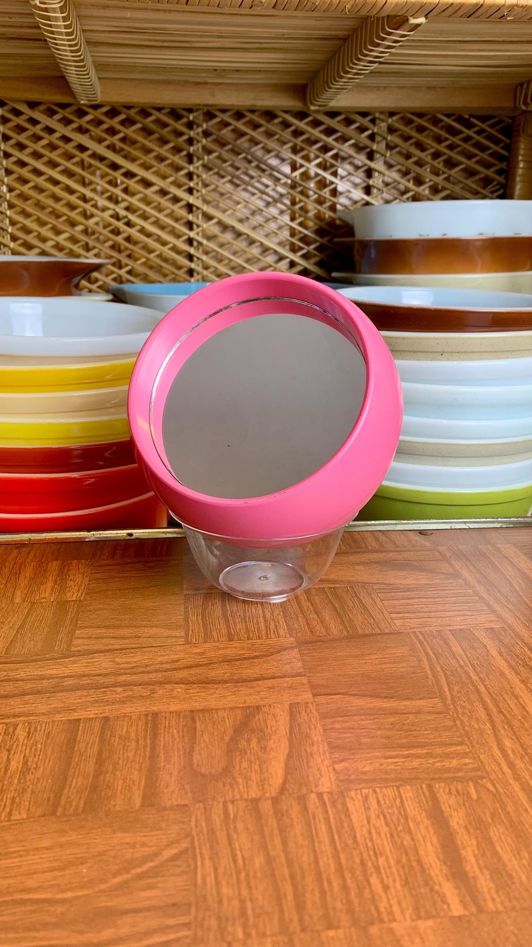 Vintage Pink Plastic Atomic Orb Mirror ORB ONLY | Cute MCM Mid Century ...