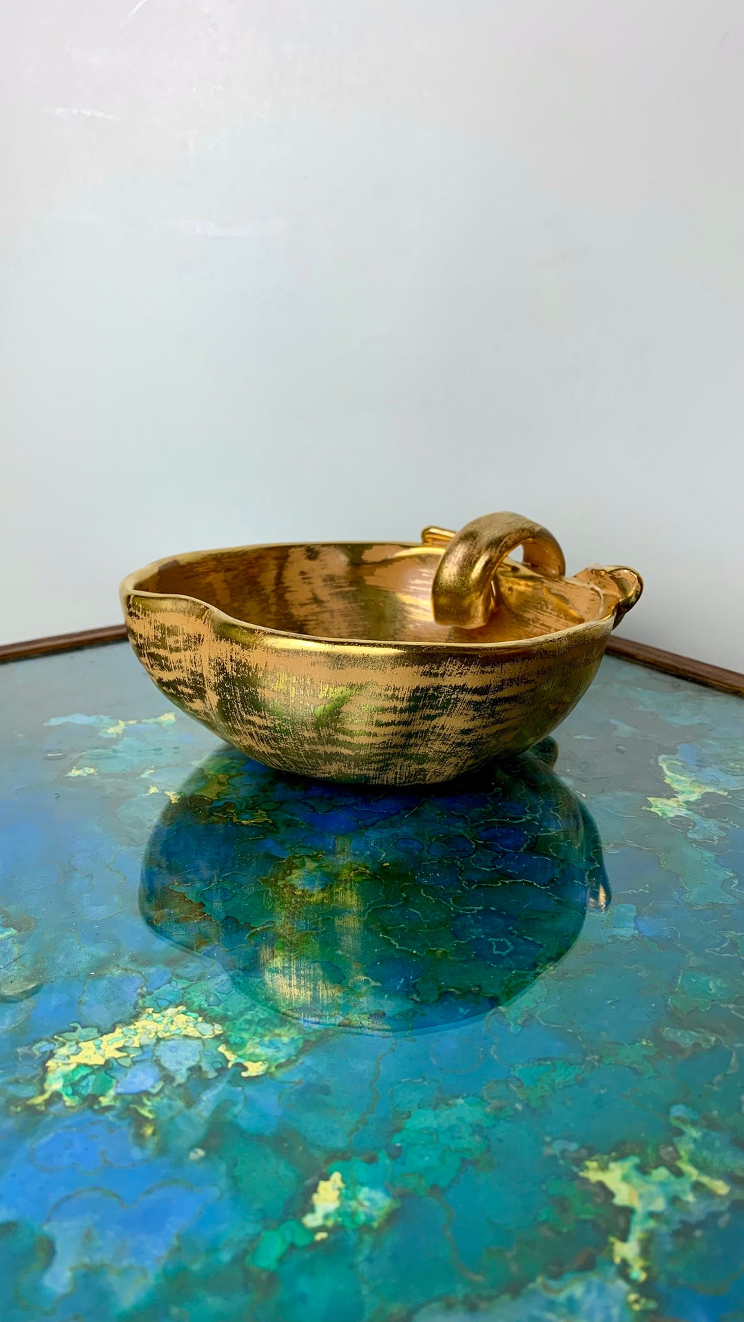 Vintage Stangl Pottery Granada Gold Hand Painted Apple Shaped Ceramic ...