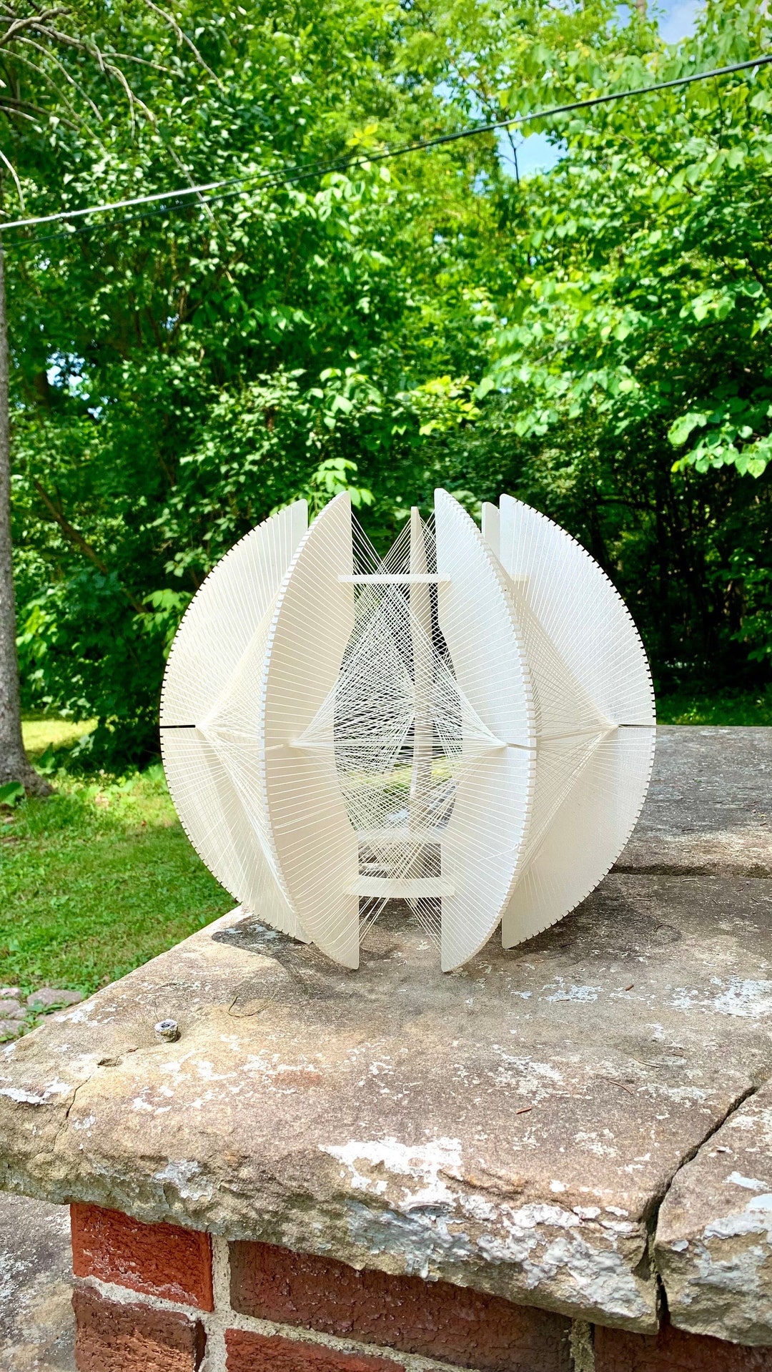 Vintage Paul Secon Sompex Lucite Acrylic and String Art Round Swag Lamp ...