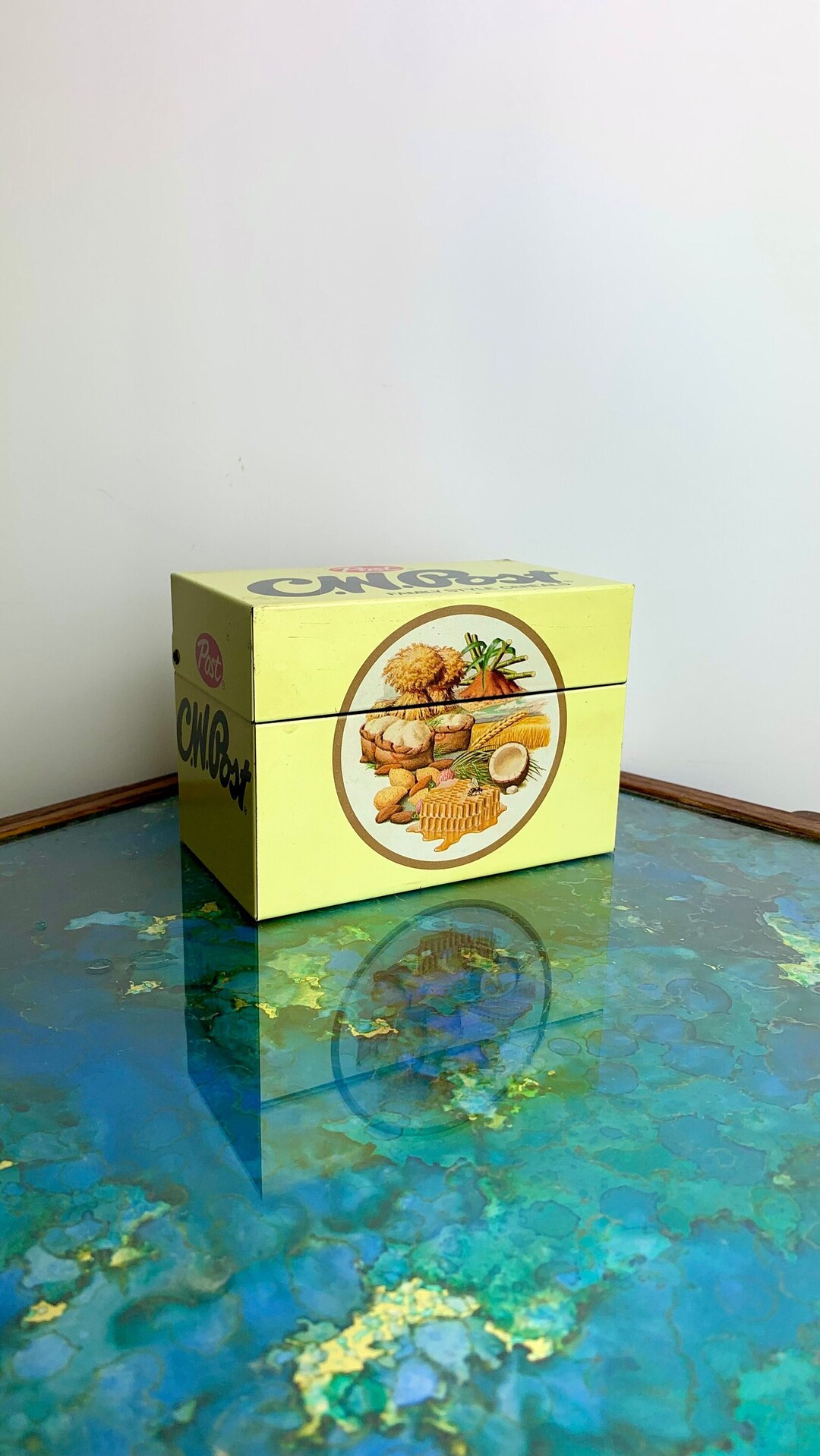 Vintage CW Post Family Style Cereals Metal Recipe Box 5x3x3.5 Farmhouse ...