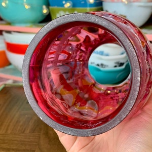 Vintage Fenton Cranberry Glass Hurricane Lamp Style Shade Hand Painted ...