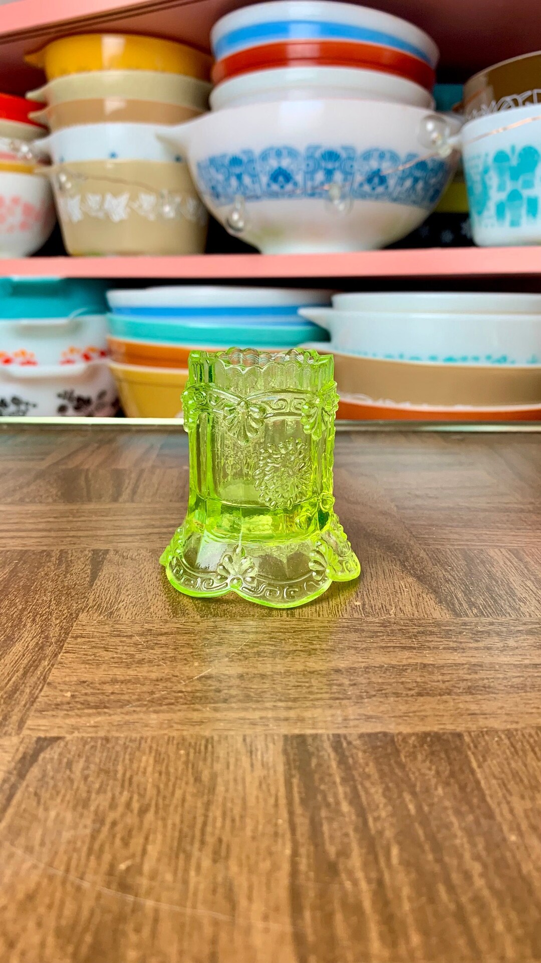 Vintage Summit Art Glass Uranium Glass Toothpick Holder Chrysanthemum ...
