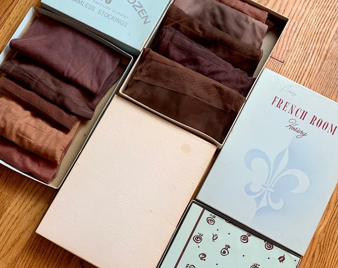 Vintage Nylon Stockings in Package With Cute Retro Boxes 1940s 1950s 20 ...