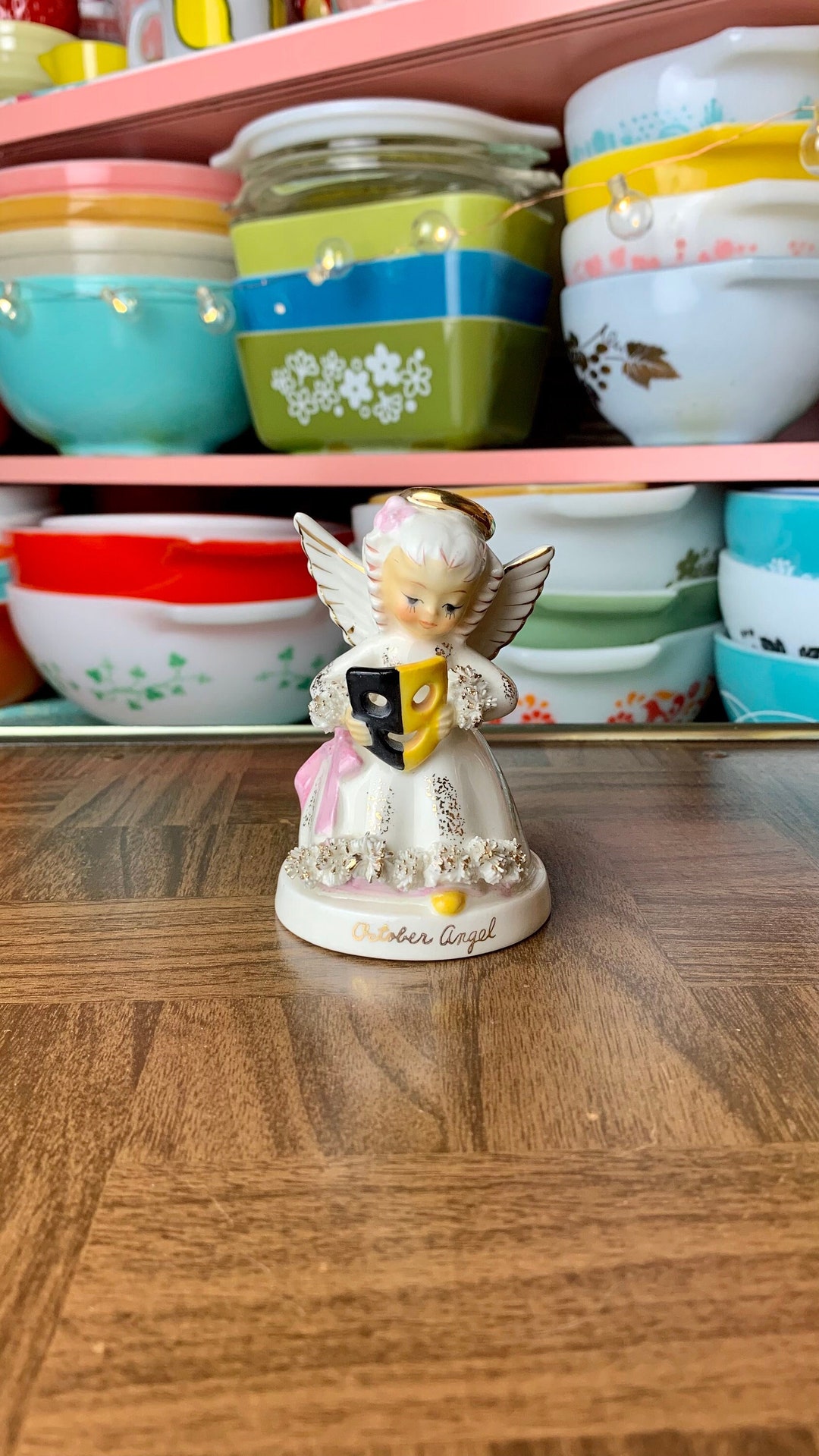 Vintage Napco Ceramic October Angel Figurine Retro Halloween Etsy