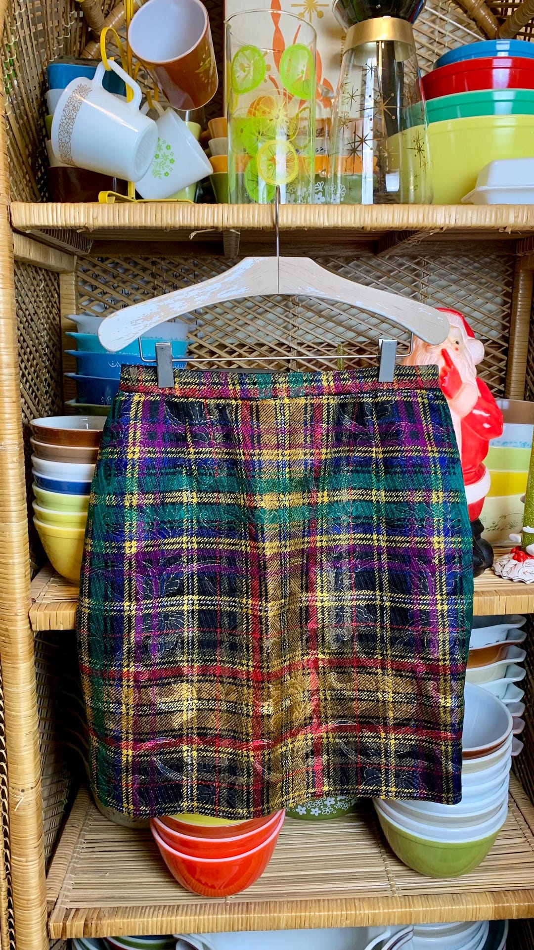 Vintage Carlisle Jewel Toned Sparkly Plaid and Filigree Patterned Mini ...