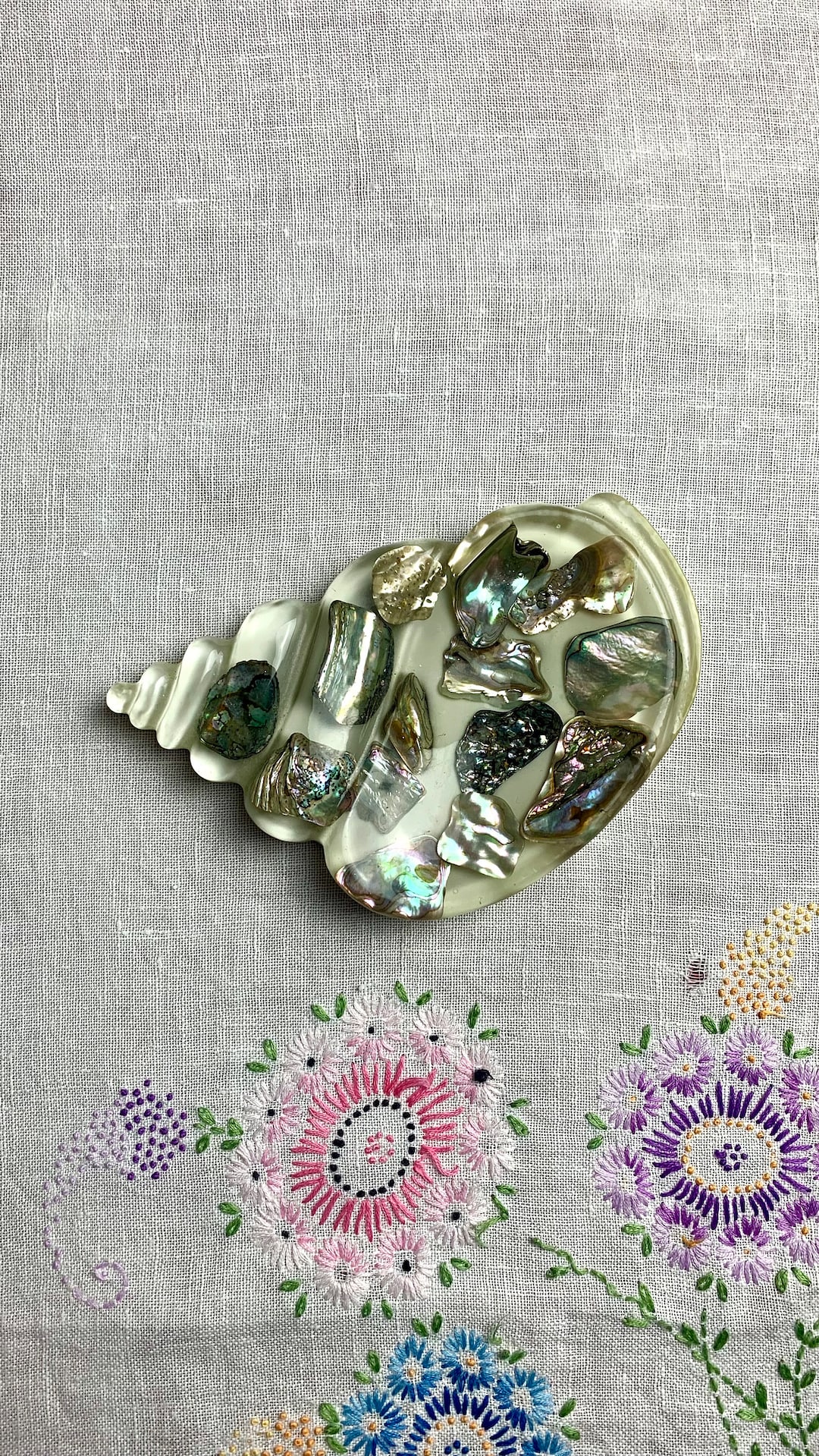 Vintage Lucite and Abalone Sea Shell Shaped Spoon Caddy or Soap Dish ...