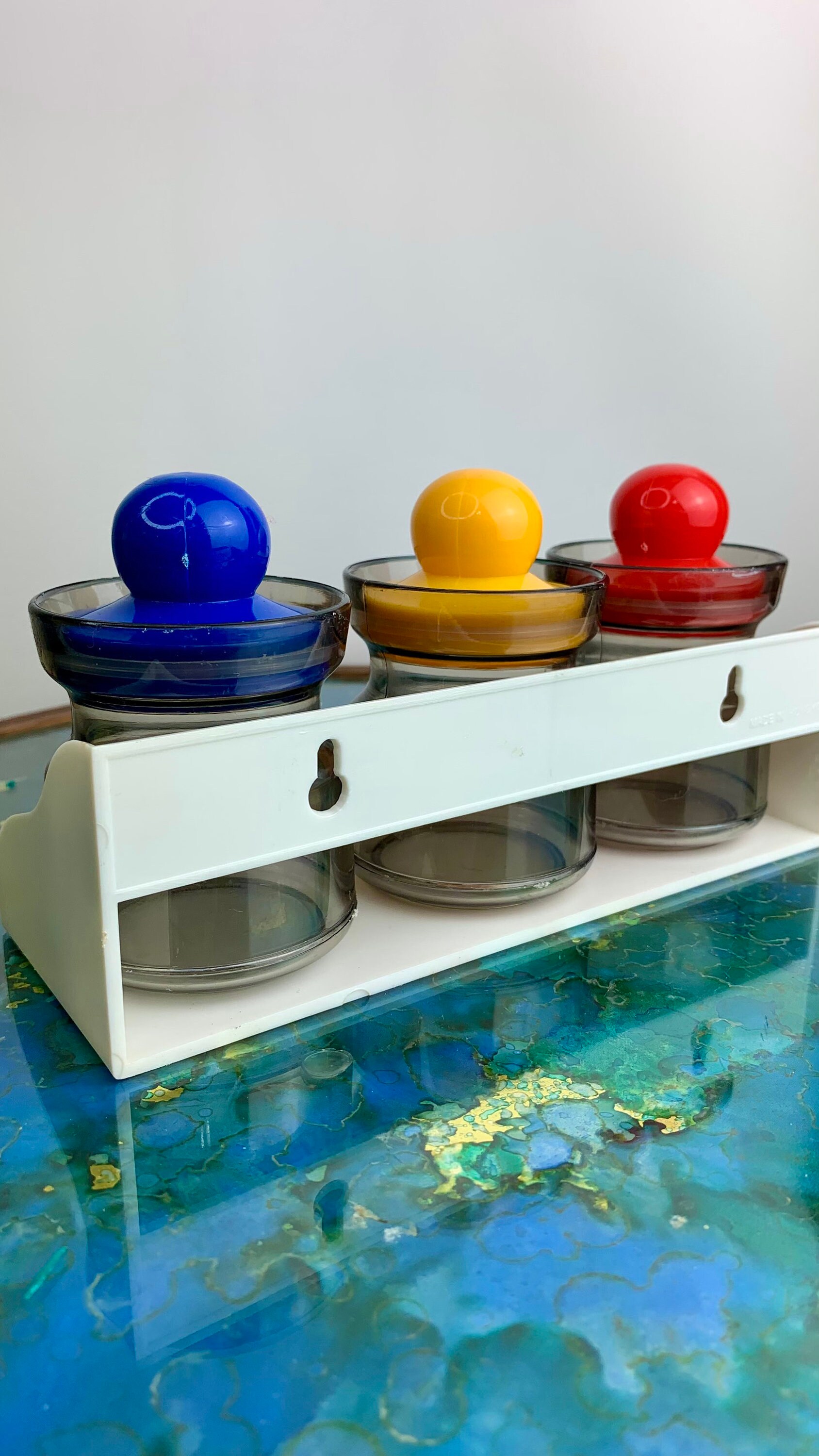 Vintage Plastic Storage Jar Set With Wall Hanging Rack Set of - Etsy