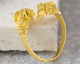 Ram Head Gold Ring | Etsy