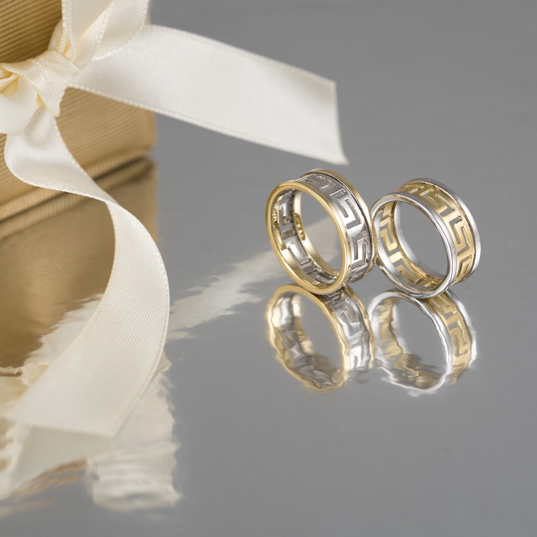 Gold Greek Key Wedding Band, 14k Gold, Whitegold, Meander Symbol, Greek ...