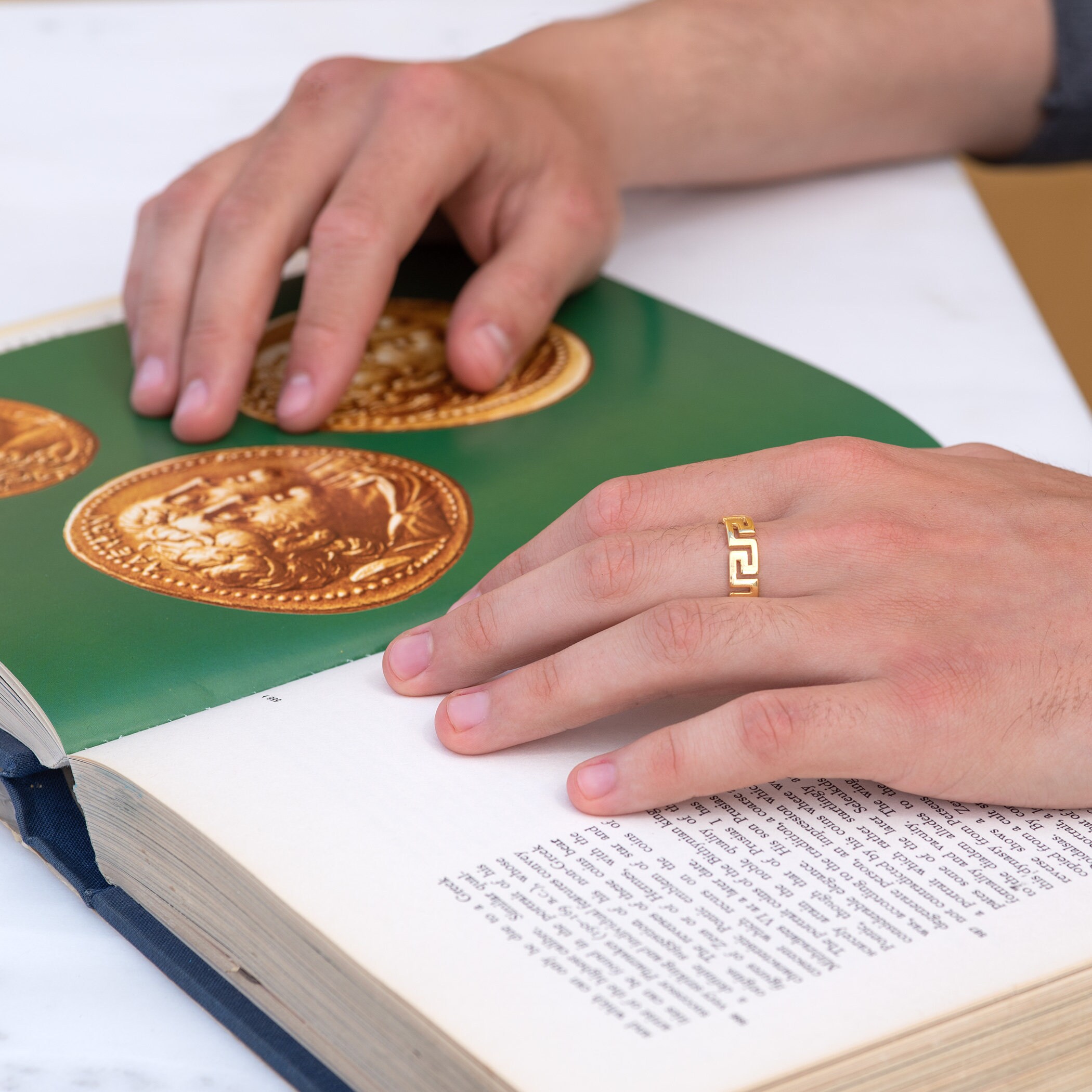 Gold Greek Key Ring, 14k Gold, Meander Symbol, Ancient Greek, Handmade ...