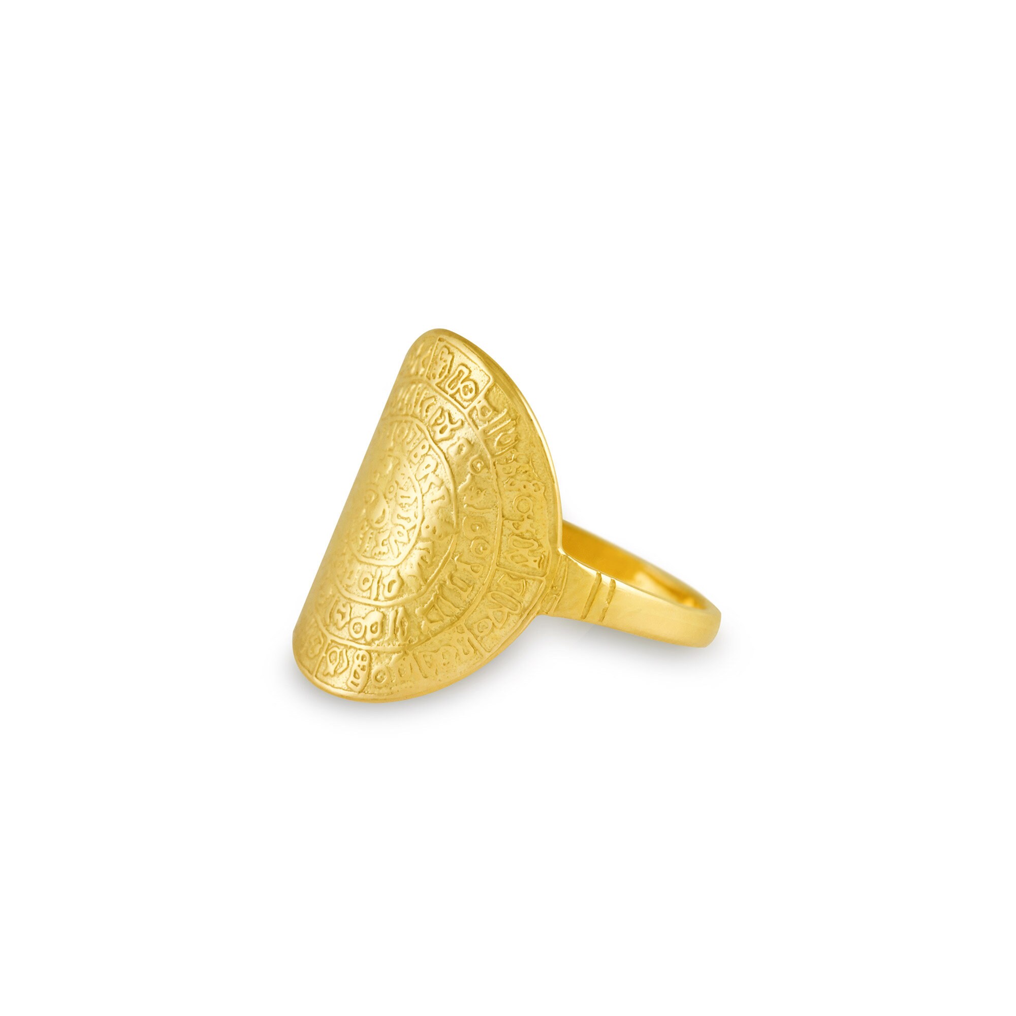 14k Gold Phaistos Disc disk Ring big Sizeminoan - Etsy