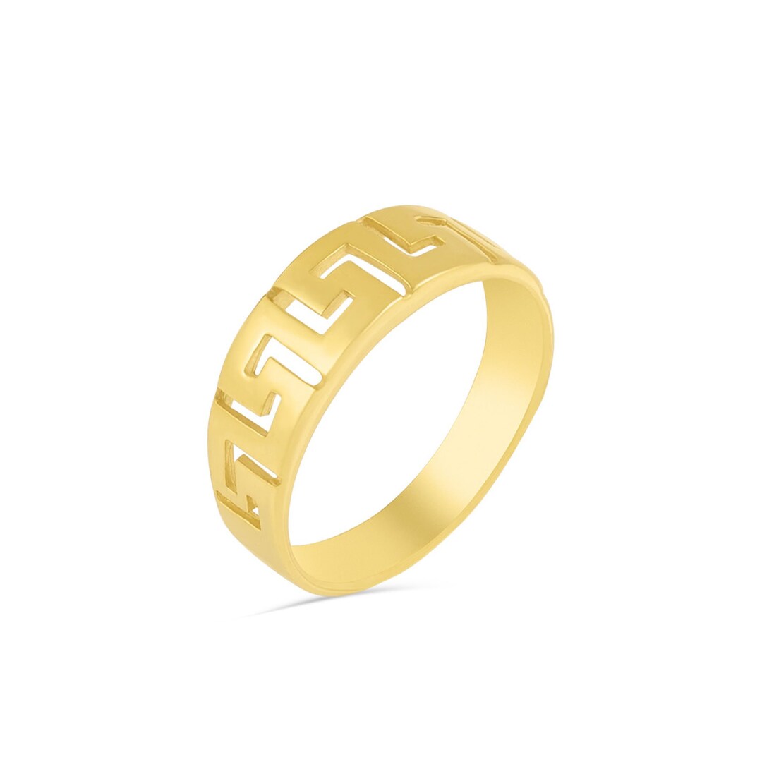 Gold Greek Key Ring, 14k Gold, Meander Symbol, Ancient Greek, Handmade ...