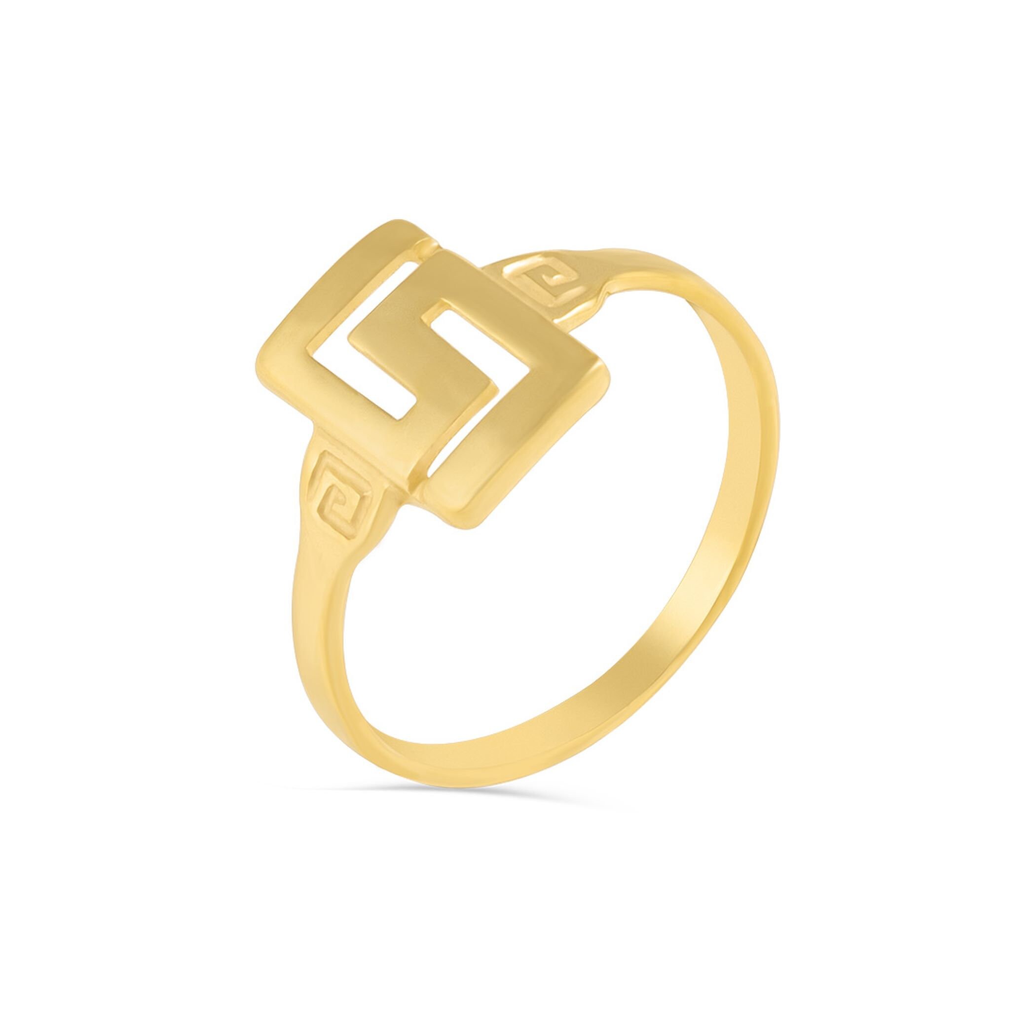 Gold Greek Key Rectangular Ring 2, 14k Gold, Meander Symbol, Ancient ...