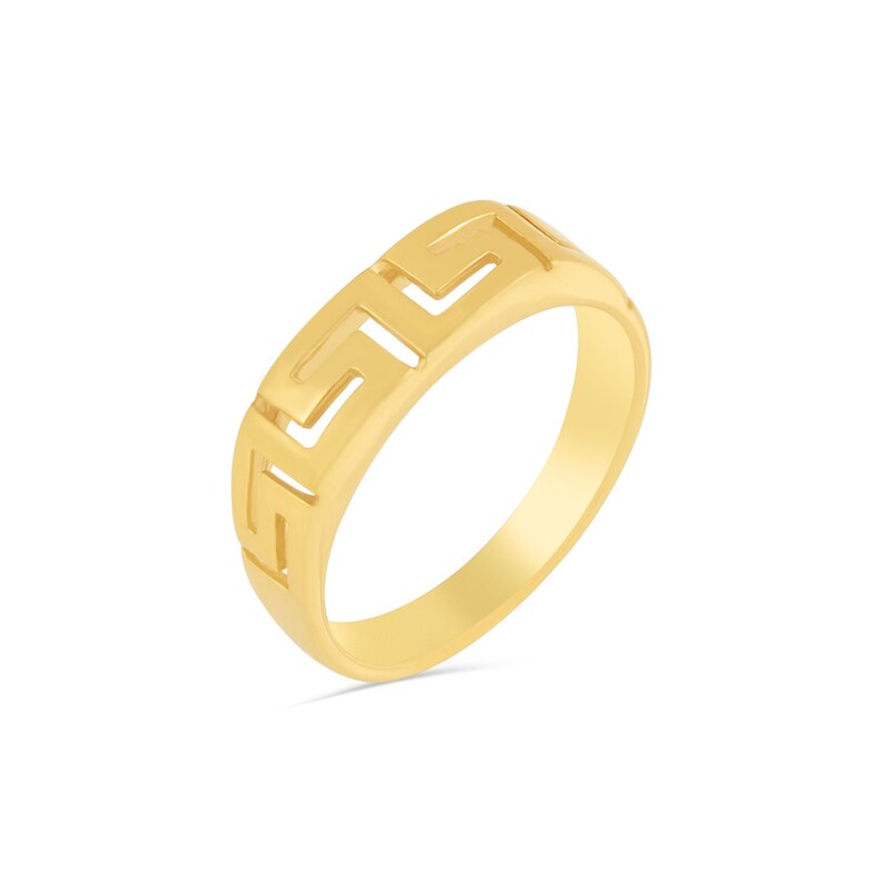 Curved Greek Key Gold Ring, 14k Gold, Meander Symbol, Ancient Greek ...