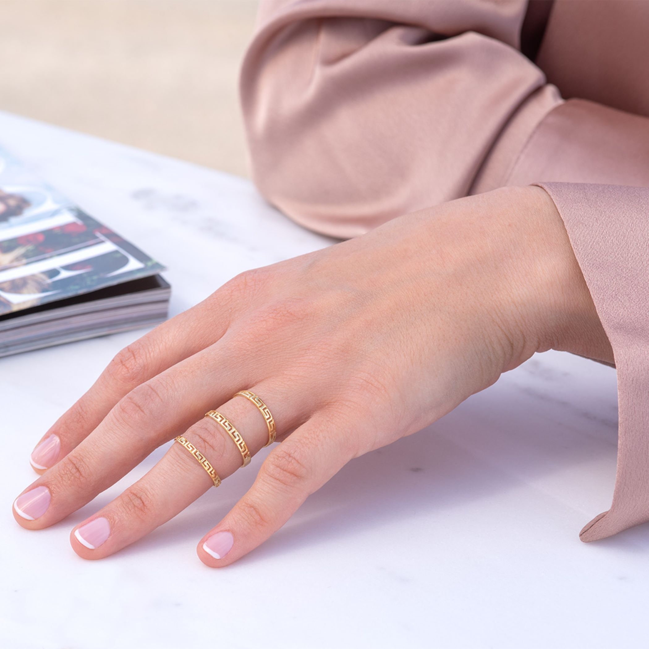 14k Gold Greek Key Wedding Band, 14k Gold, Meander Symbol, Ancient ...