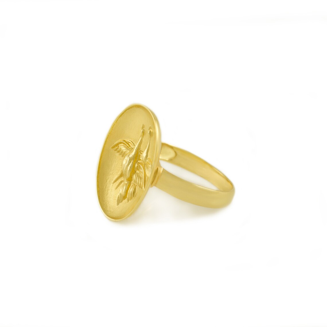 Gold Signet Birds Ring, 14k Gold, Birds Ring, Gold Seal Ring, Hellenic ...