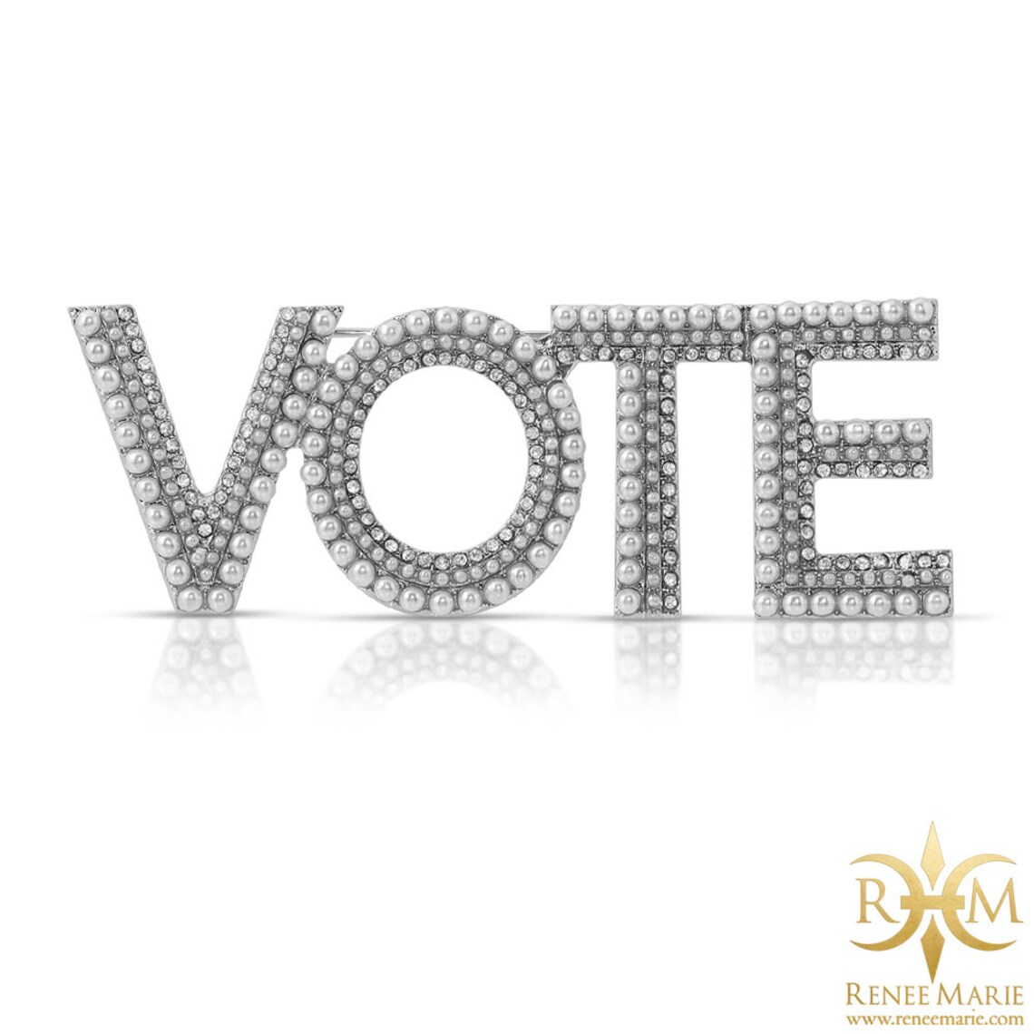 VOTE Coco Pearl Rhinestone Brooch - Etsy