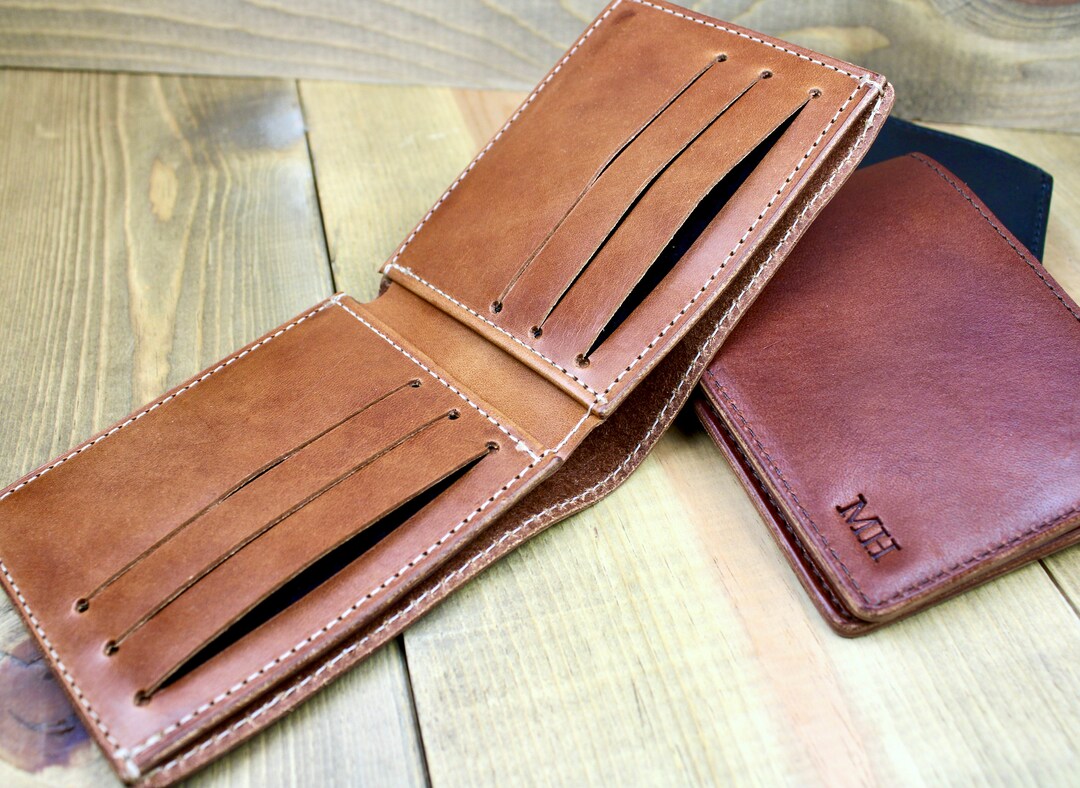 Personalized Leather Bifold Wallet | Handcrafted Full Grain - Etsy