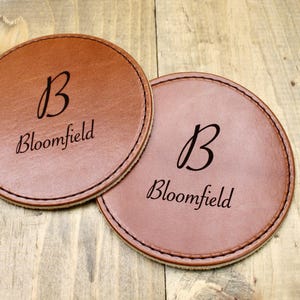 Personalized Leather Coaster Set: Handmade Full Grain Leather, Company ...