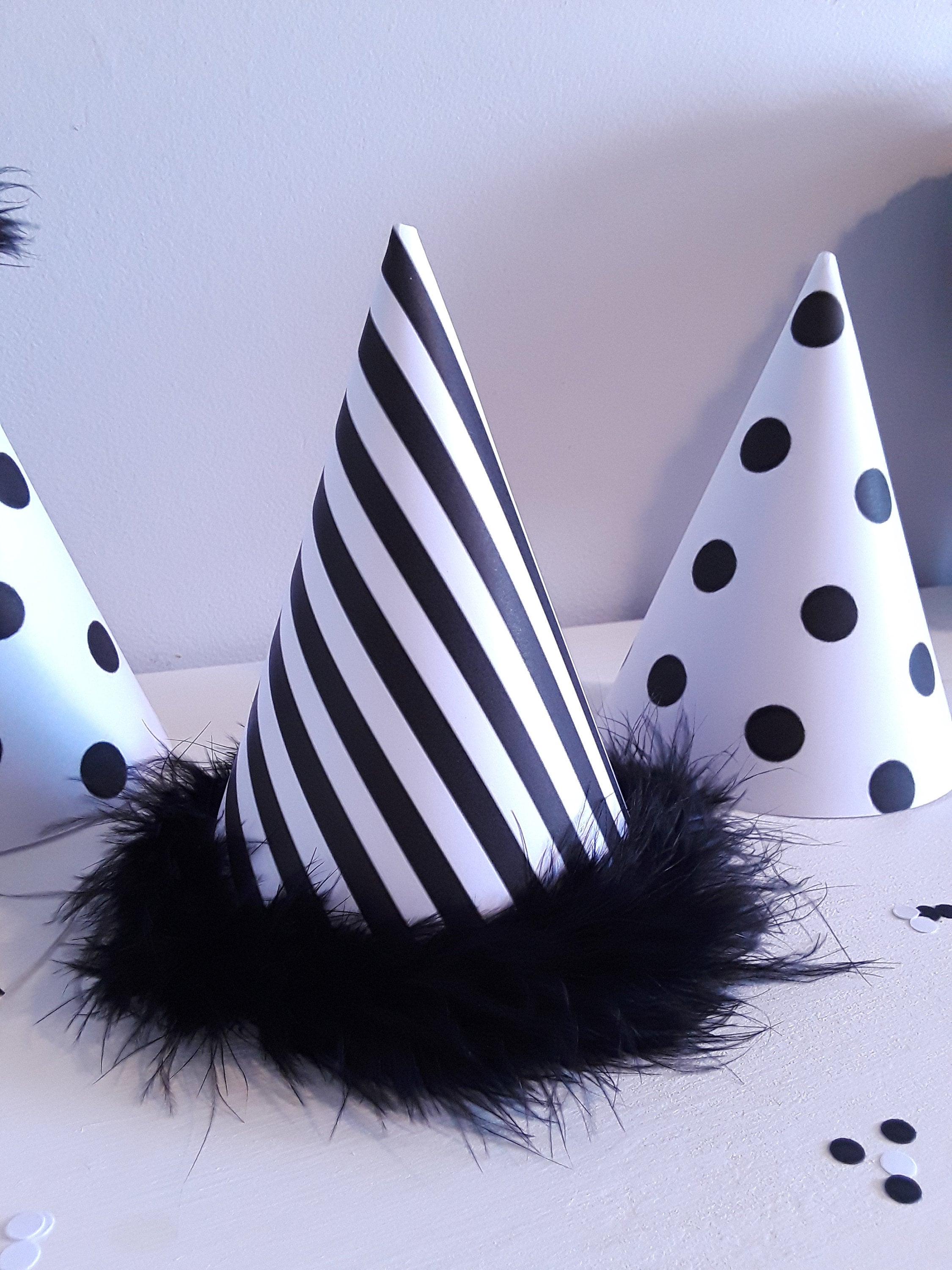 Black and White Striped and Polka Dots Party Hats-8 CT | Etsy