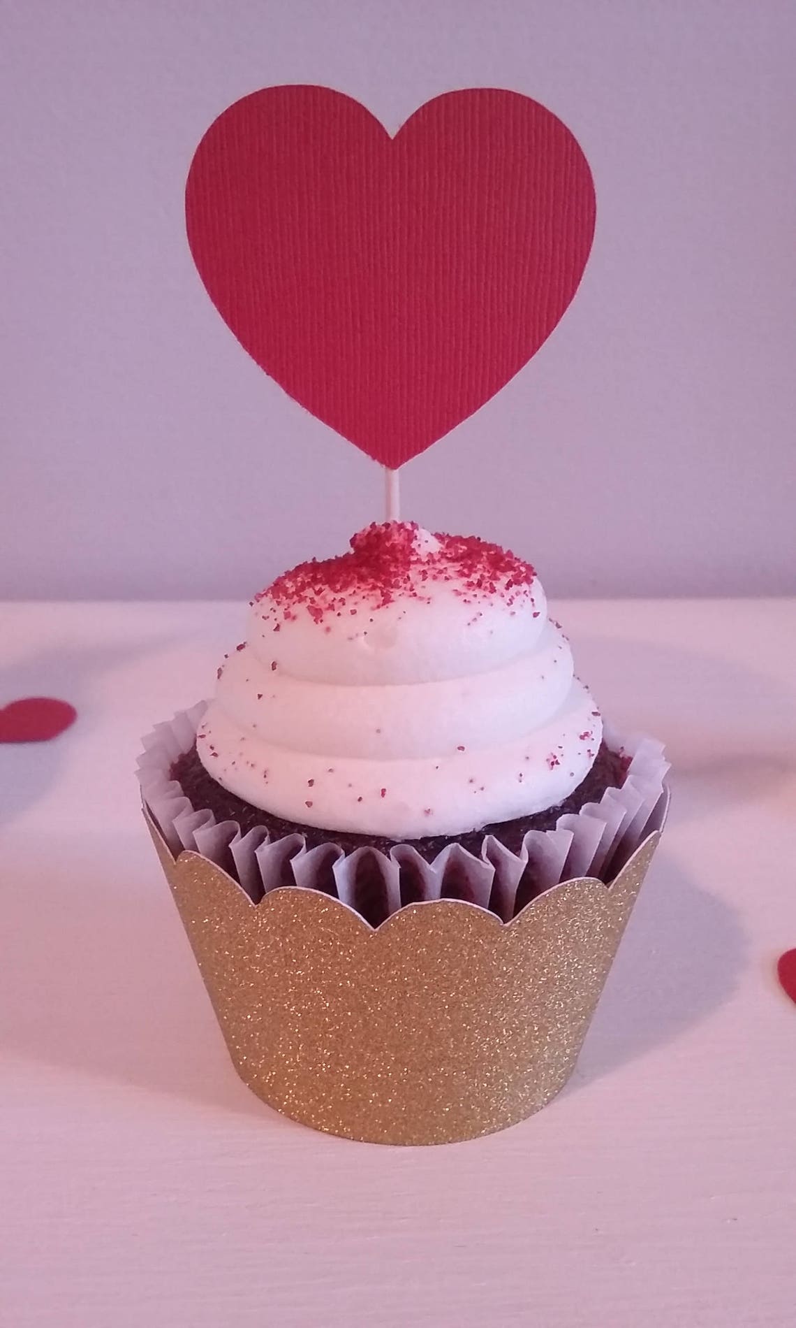 Crown Cupcake Toppers Red Heart Cupcake Toppers | Etsy