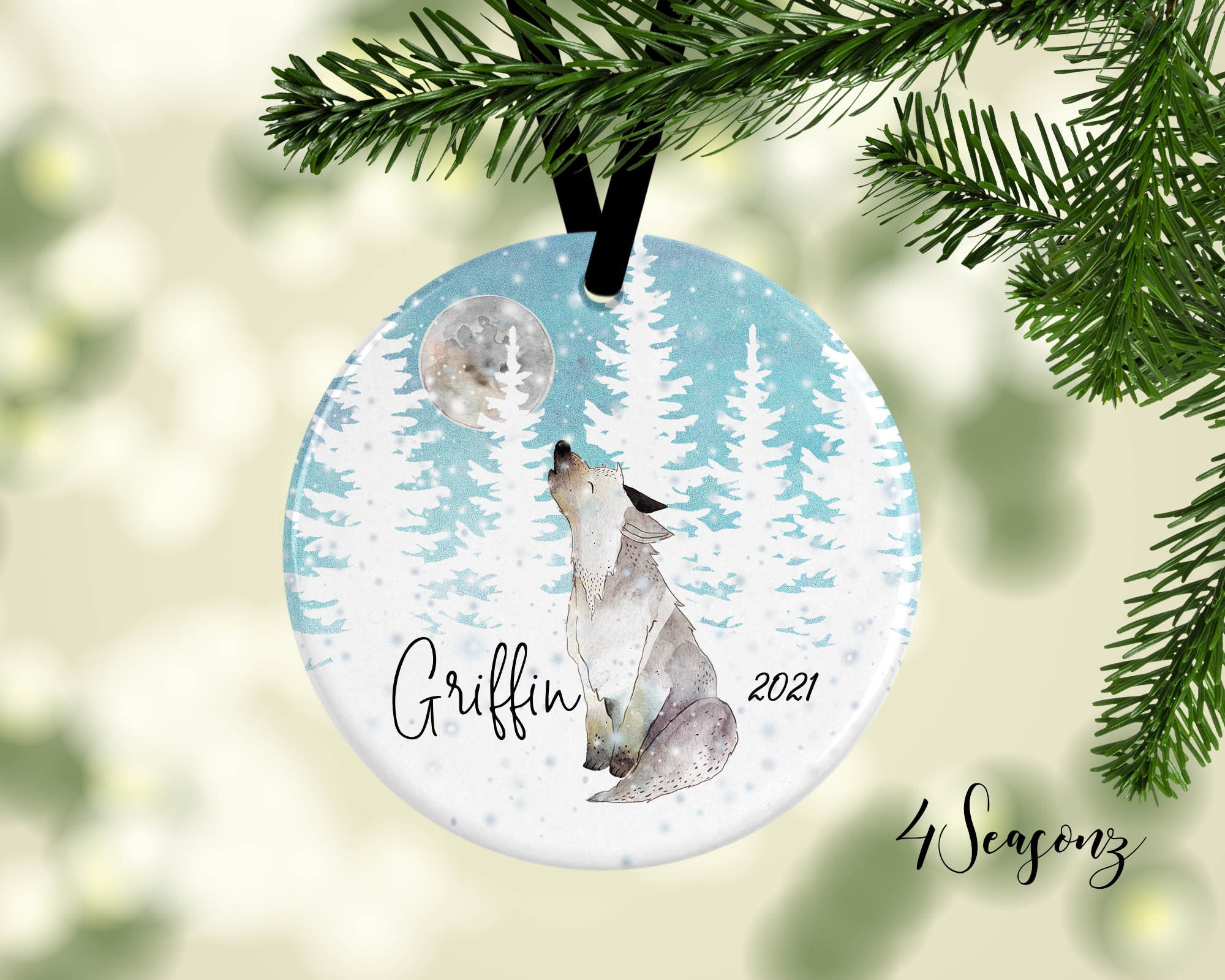 Howling Wolf Christmas Ornamentwolf Ornamentcamping | Etsy