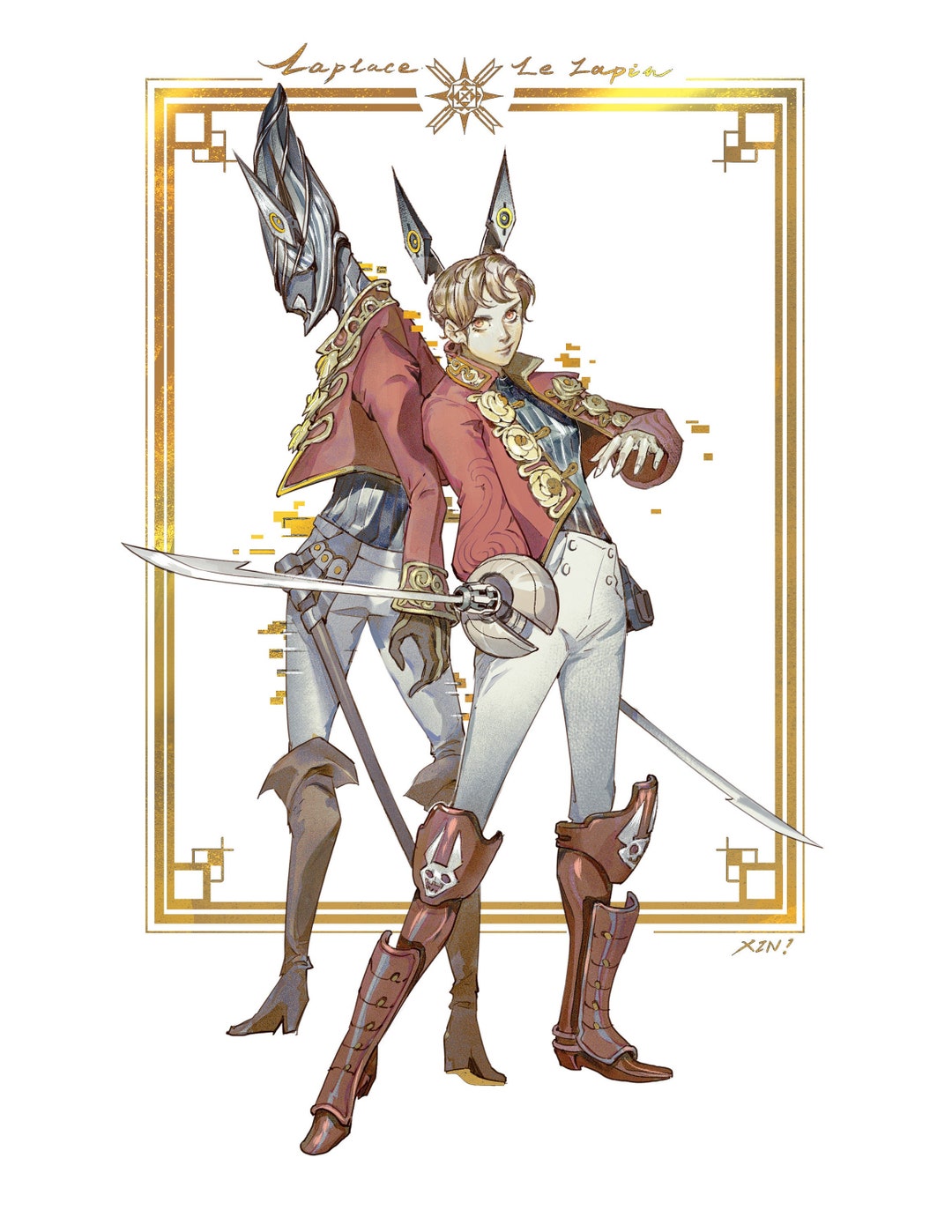 The Bunny Sword Master, Original Character Gold Plated Print - Etsy