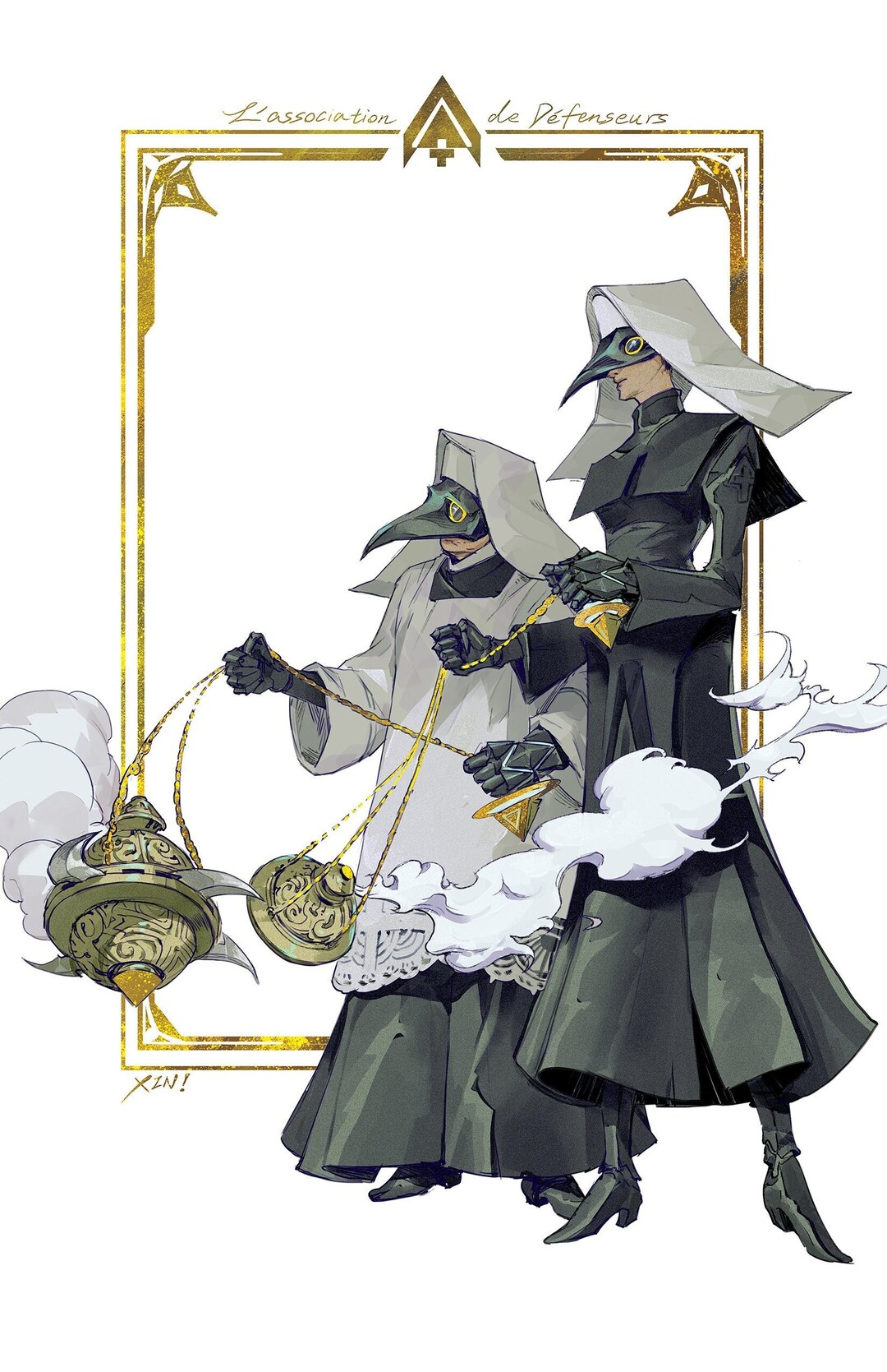 Plague Doctor, Original Character Gold Plated Print - Etsy