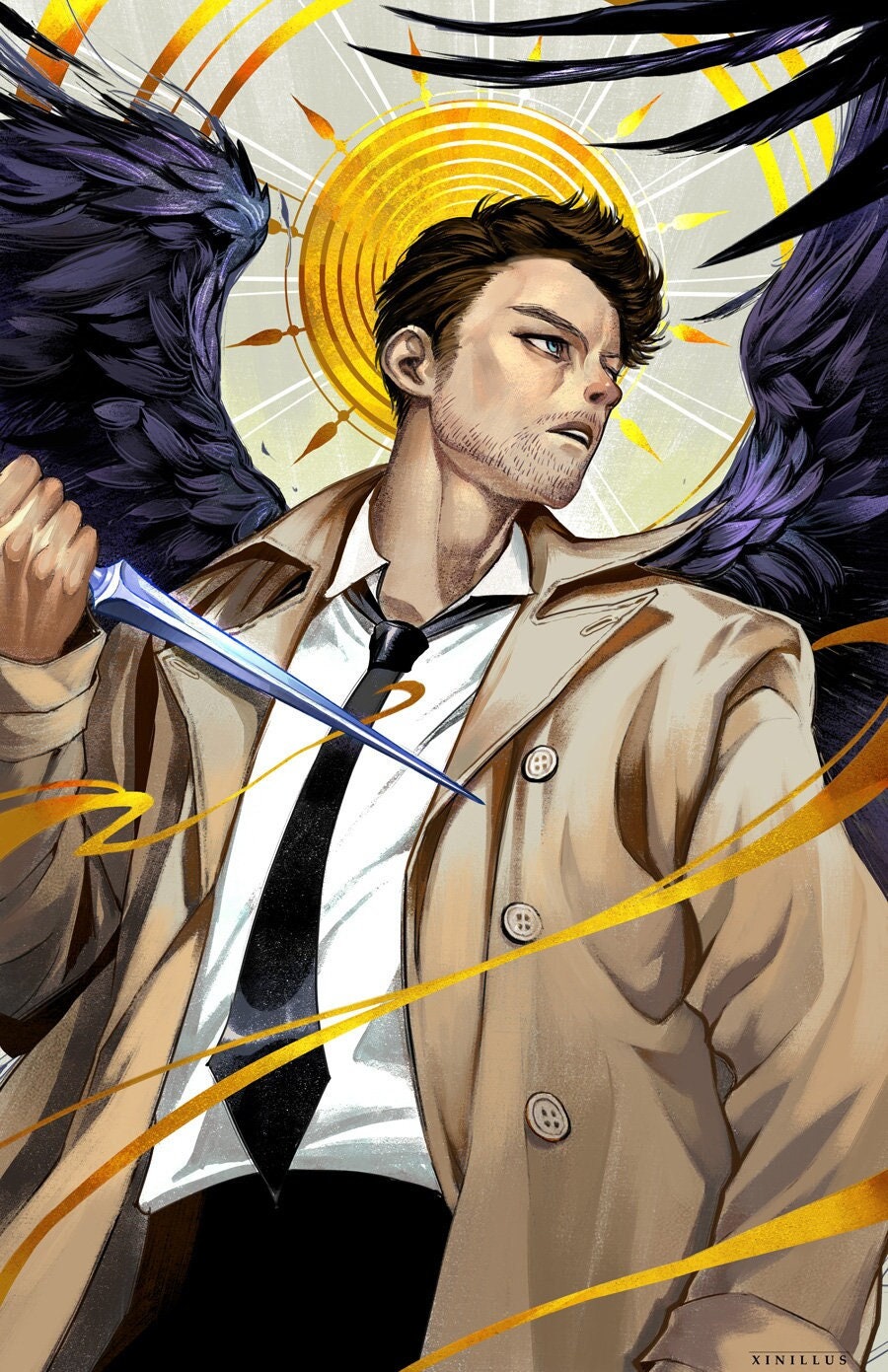 Misha Collins Castiel Supernatural Original Print, Gold Plated Heavy ...