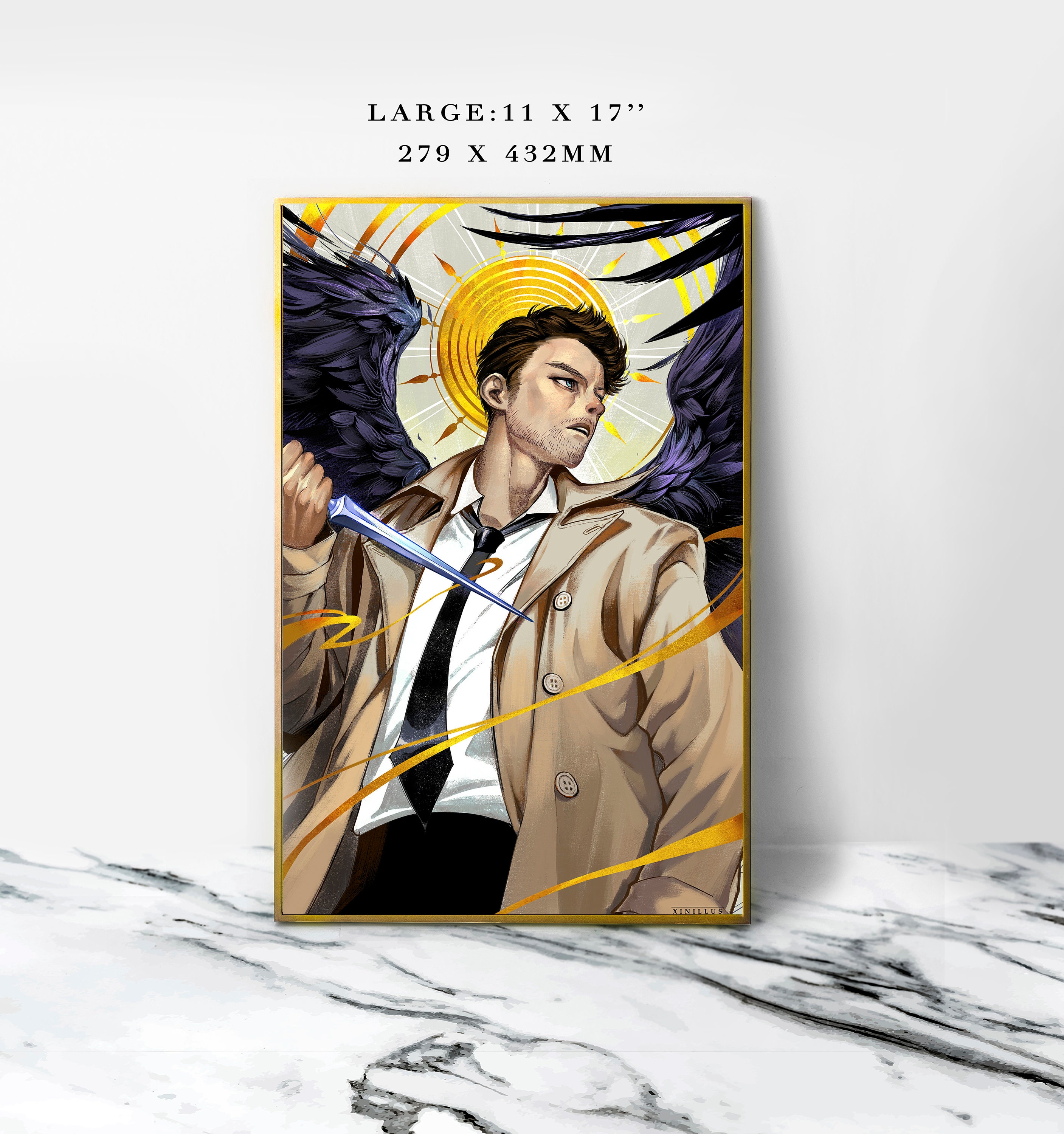 Misha Collins Castiel Supernatural Original Print, Gold Plated Heavy ...