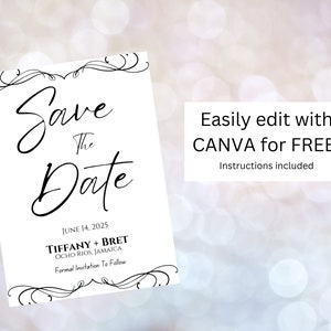 Save the Date Border, Editable Template, Digital Invite, Save the Date ...