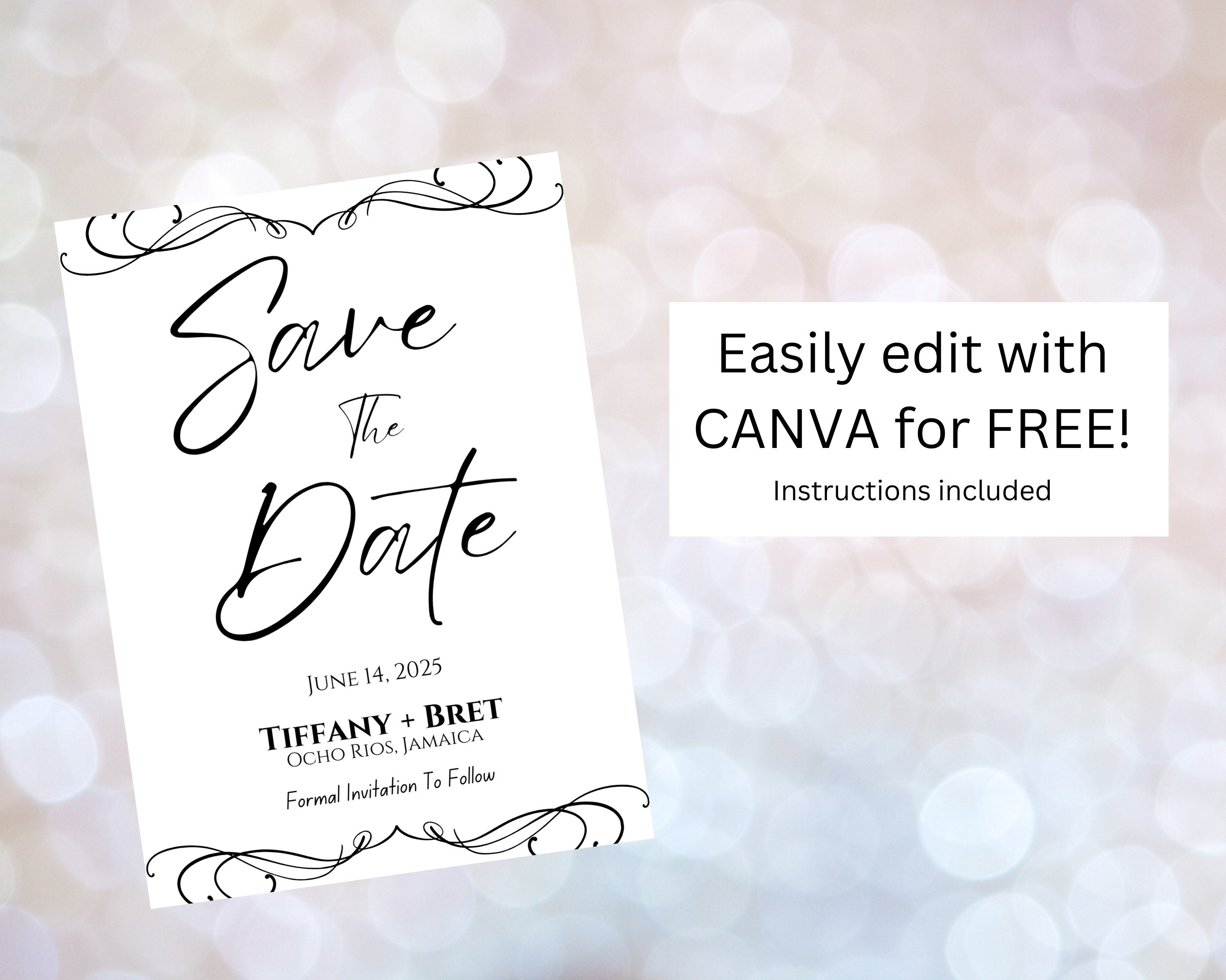 Save the Date Border Editable Template Digital Invite Save - Etsy