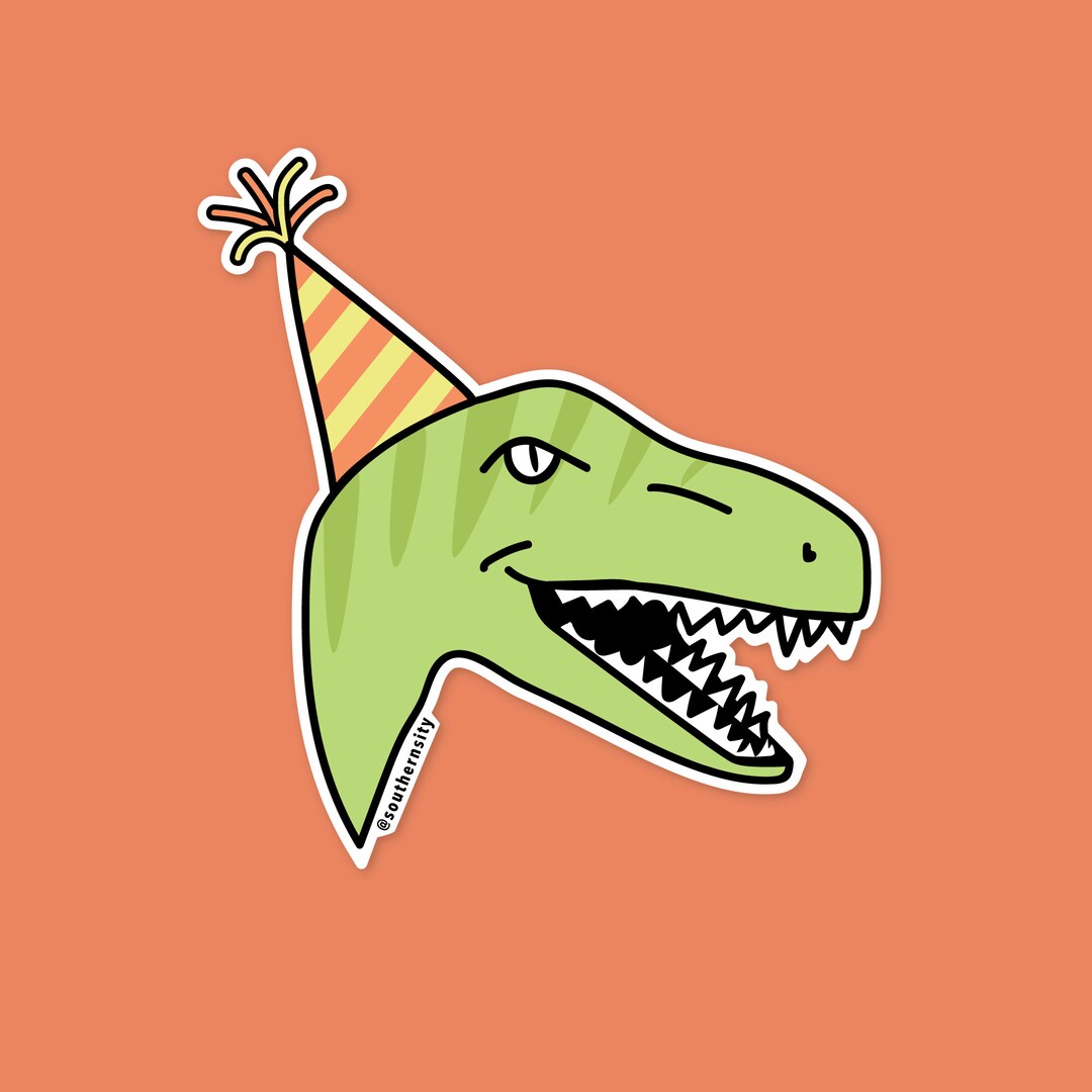 Raptor Party Hat Sticker - Etsy