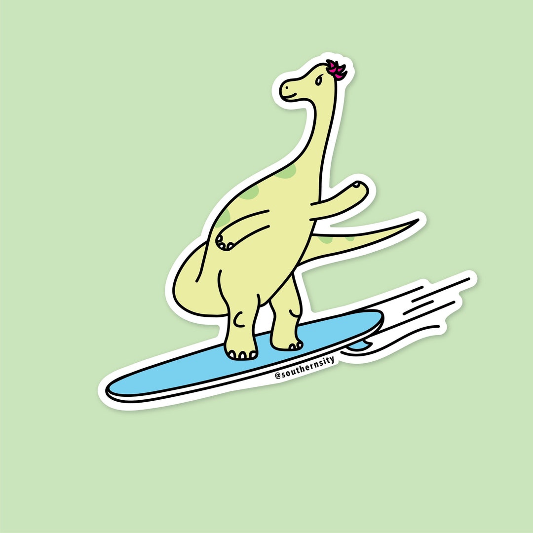 Brontosaurus Surf Sticker - Etsy