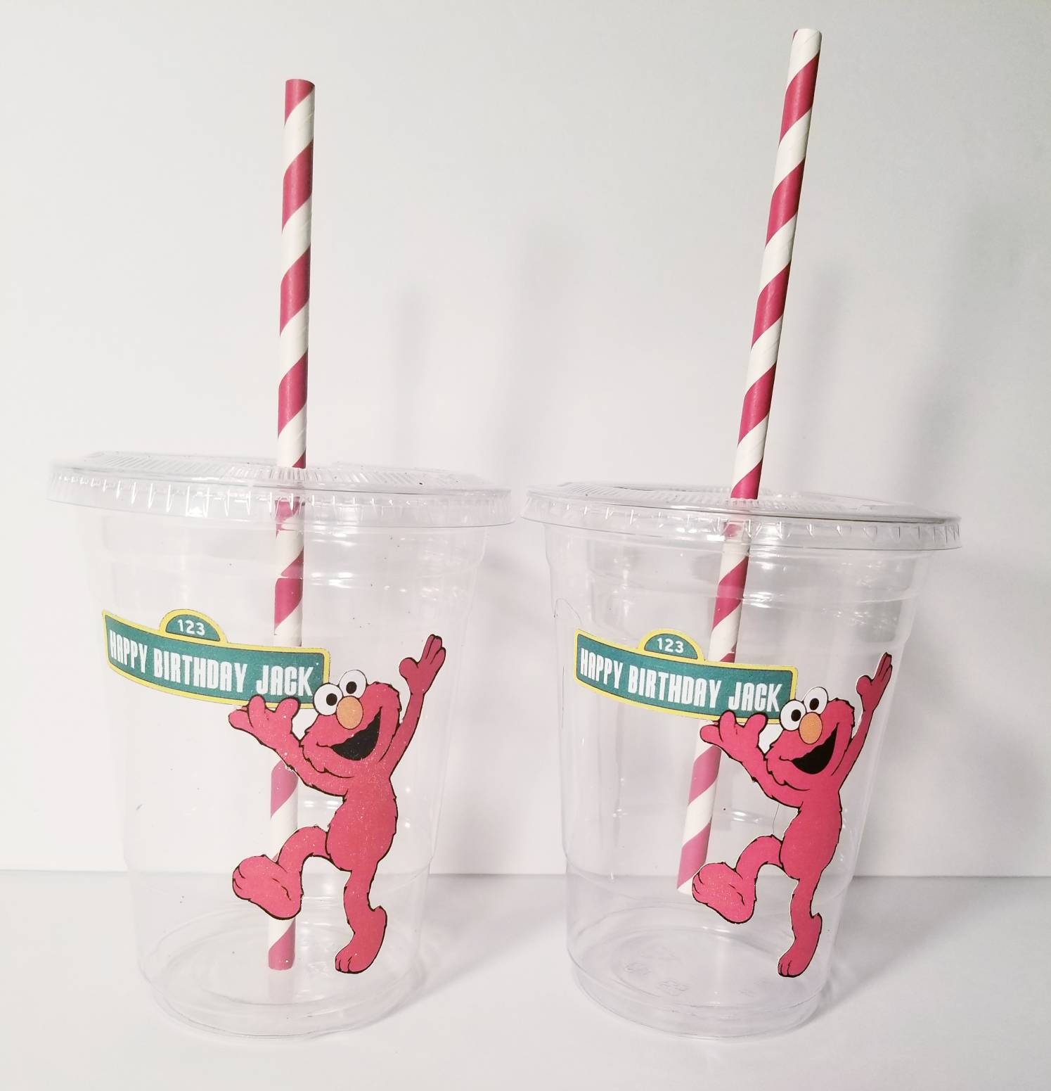 Sesame Street Elmo Party Cups 16oz Plastic Cups w/ straw and | Etsy