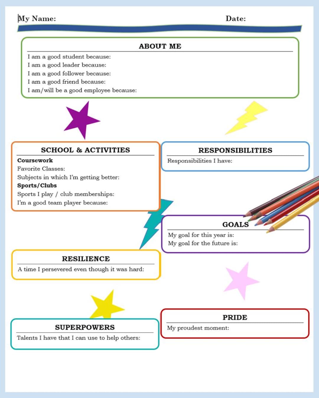 Resume Template for Kids, Kids Resume, Youth Resume, Growth Mindset ...