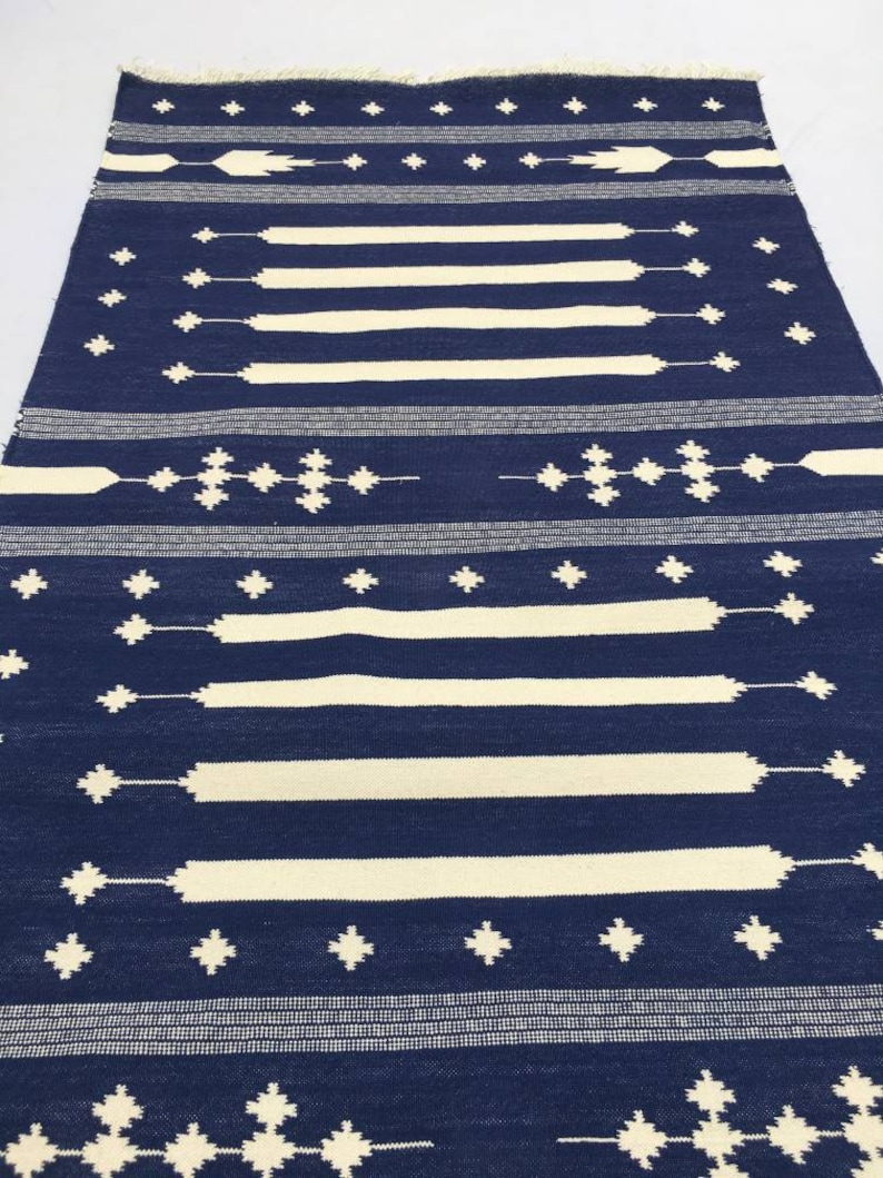Multiple Sizes Navy Blue Cotton Runner Handmade Stripes - Etsy