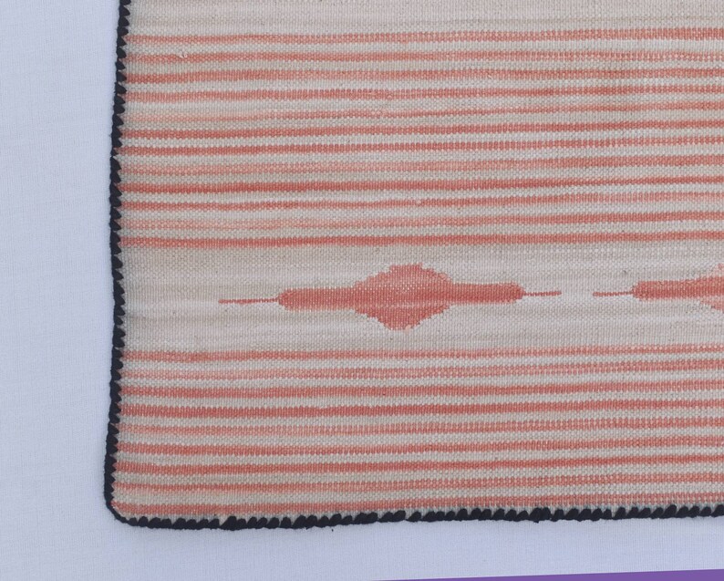 Beige and Red Modern Striped Cotton Flat Weave Hand Woven Rug - Etsy