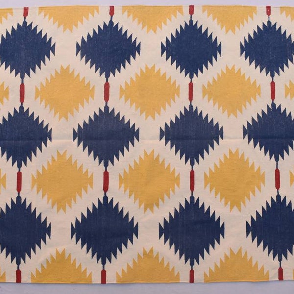 Blue and Yellow Rug - Etsy