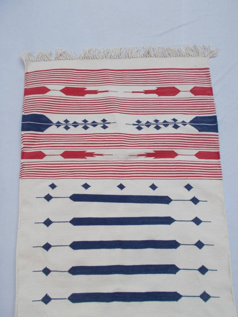 Multiple Sizes Blue Red and off White Modern Striped Rug | Etsy